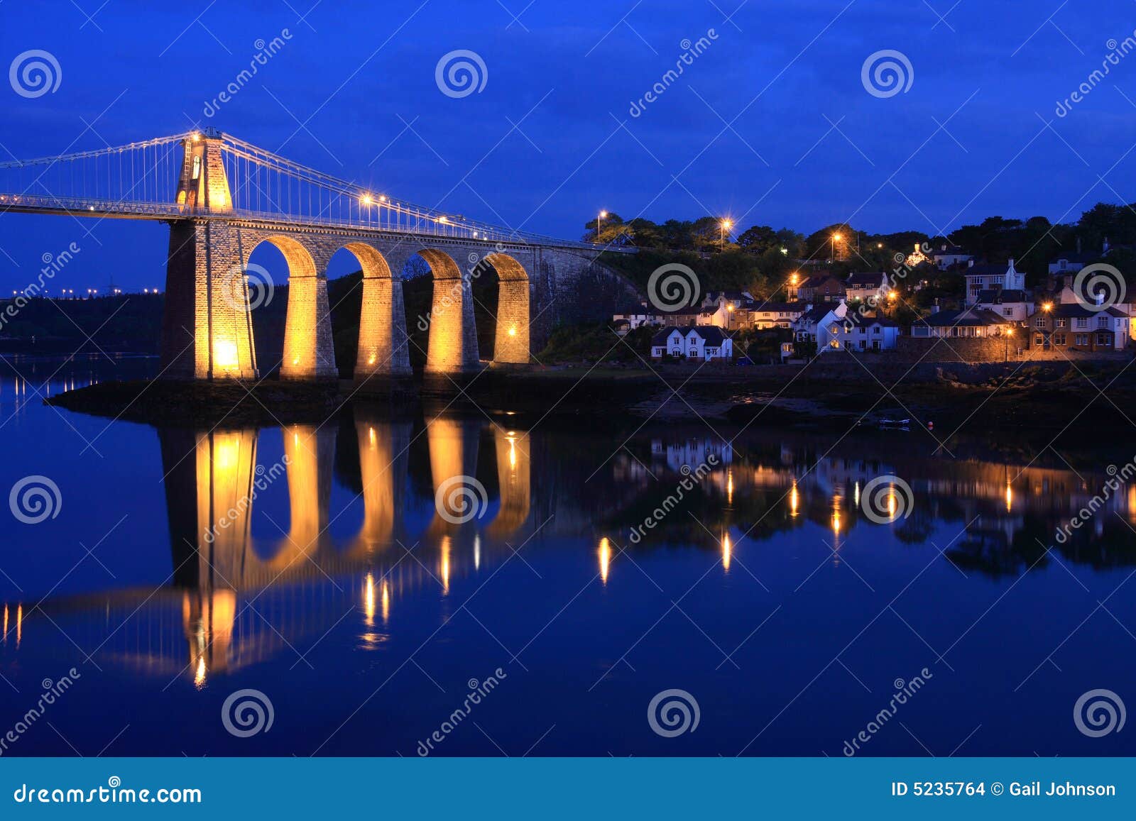 Menai Bridge stock photo. Image of river, reflections - 5235764