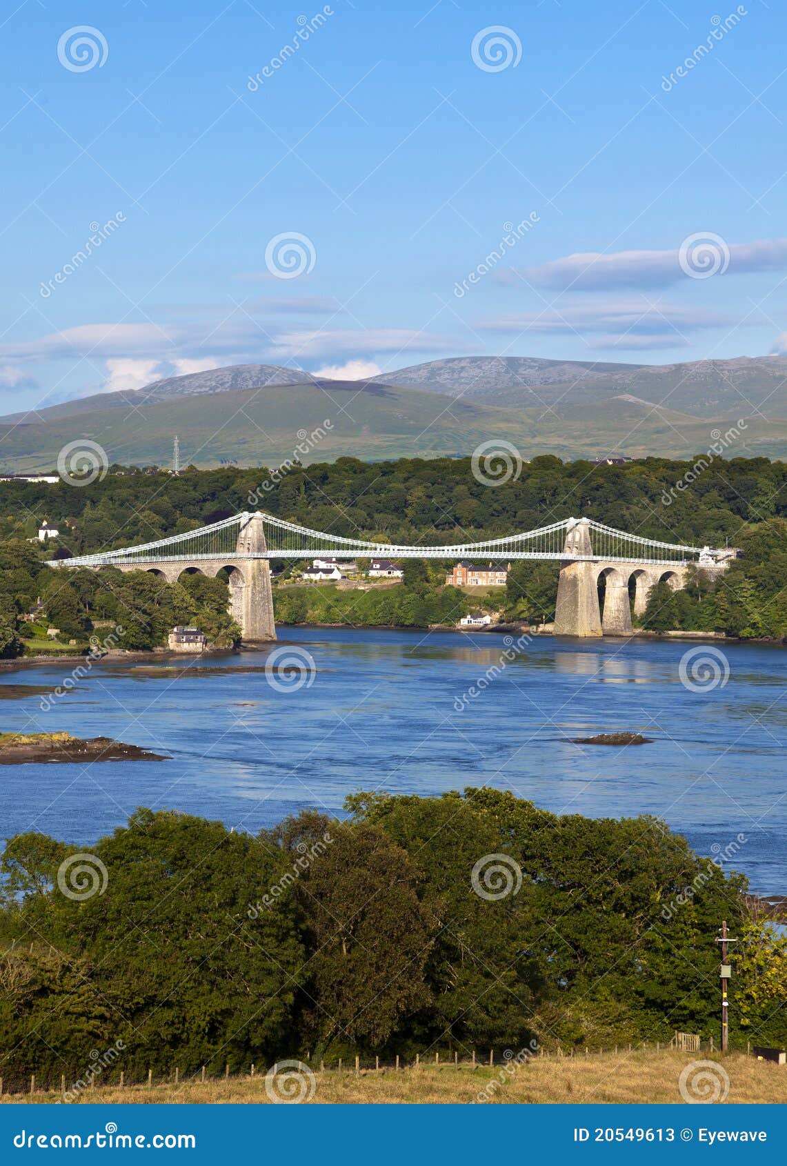 Menai Bridge, Bangor, Wales Stock Image - Image of suspension, building ...