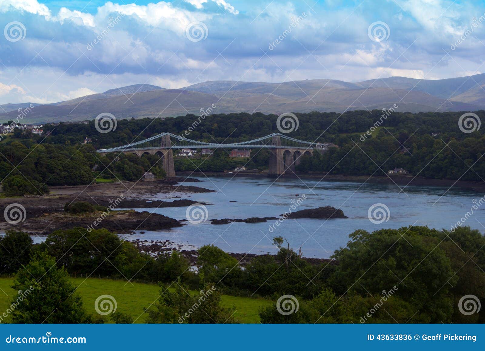 Menai Bridge stock photo. Image of water, ancient, tree - 43633836