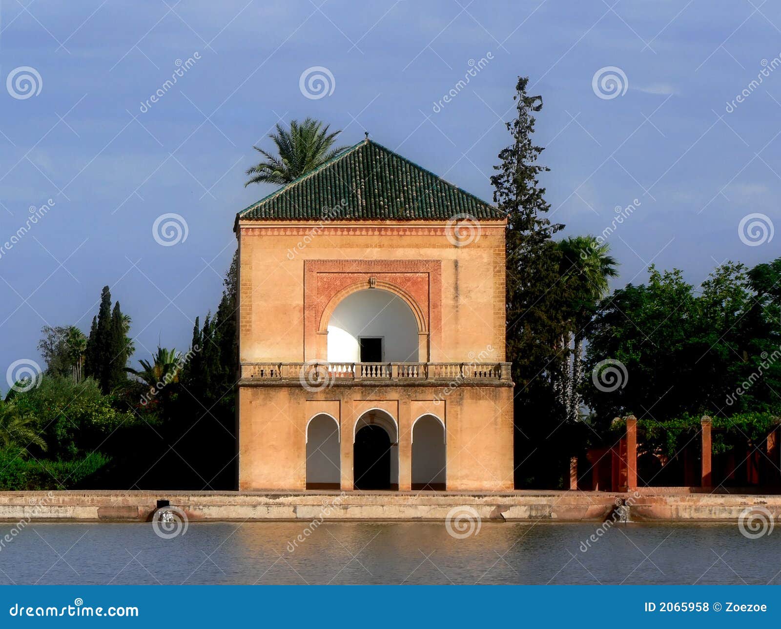 Menara stock photo. Image of marrakech, palm, lake, pavillon - 2065958