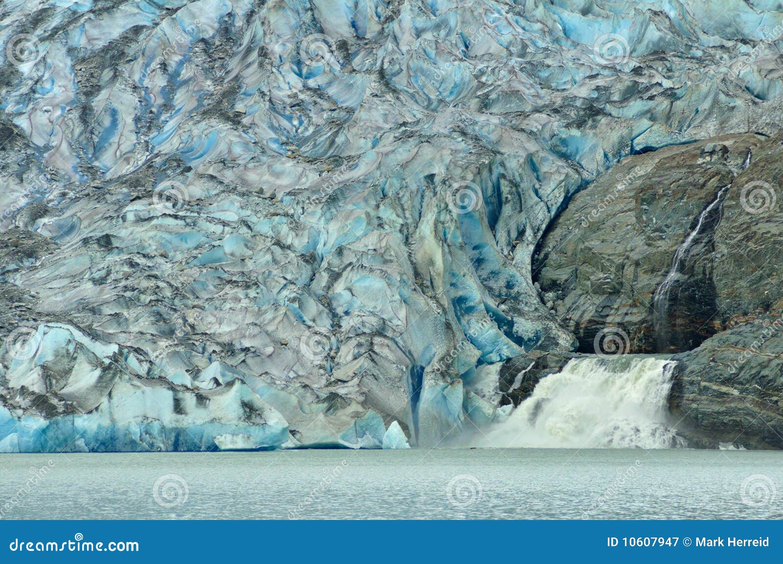 Mendenhall Glacier and Waterfall, Juneau, Alaska Stock Image - Image of ...