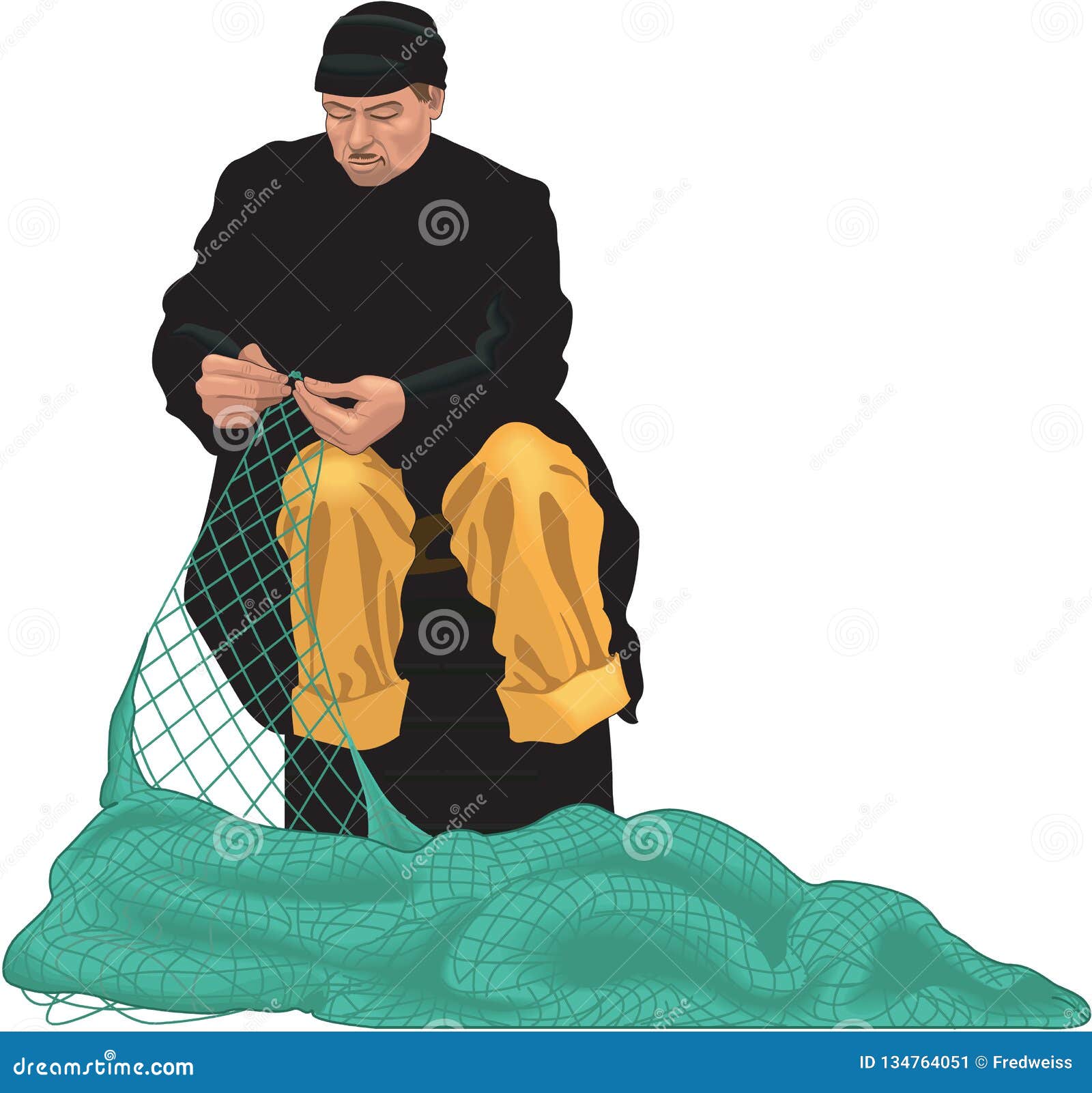 Mending Net Vector Illustration Stock Vector - Illustration of trade ...