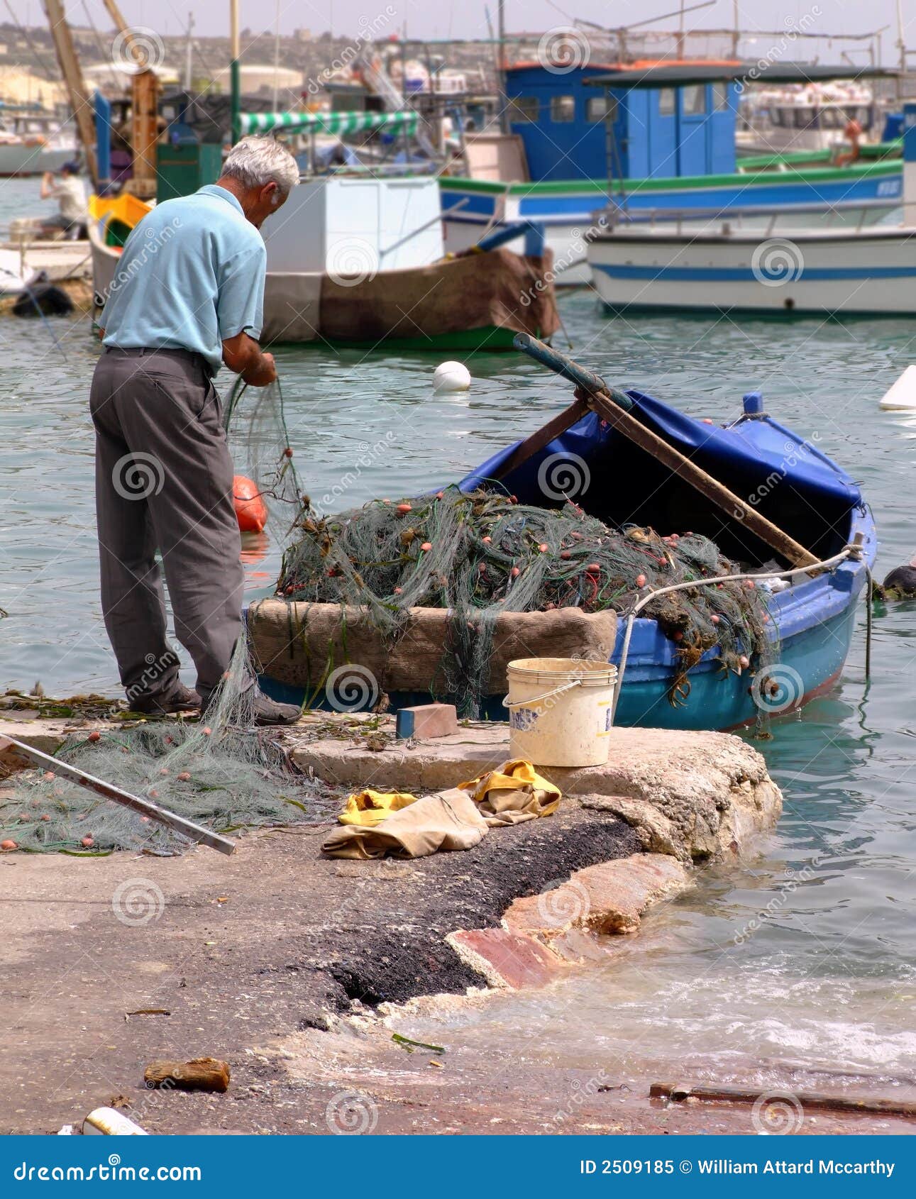 Mending the Nets stock image. Image of quiet, alone, mend - 2509185