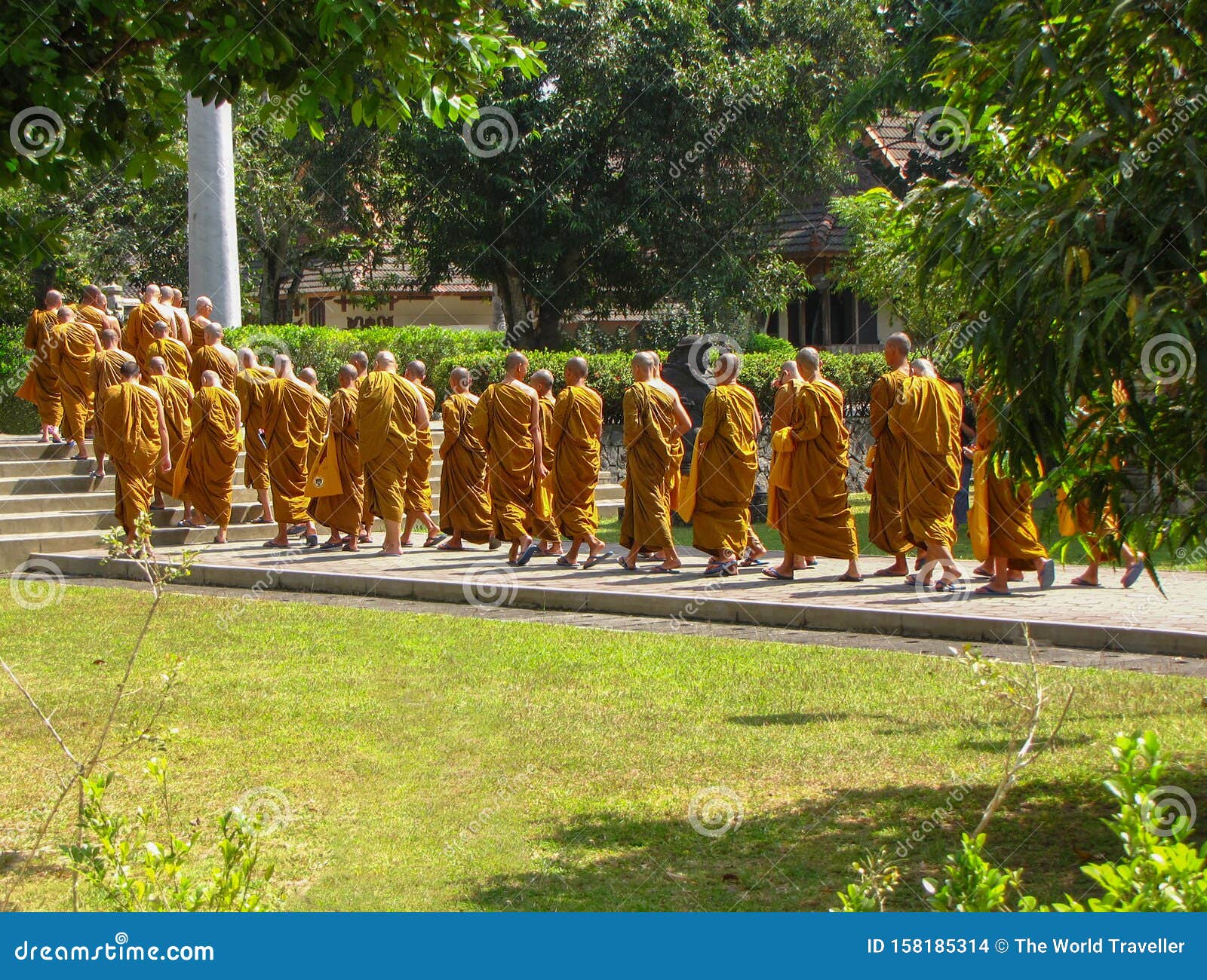 Group of Monks at Mendut Buddhist Monastery, Indonesia Editorial Stock ...
