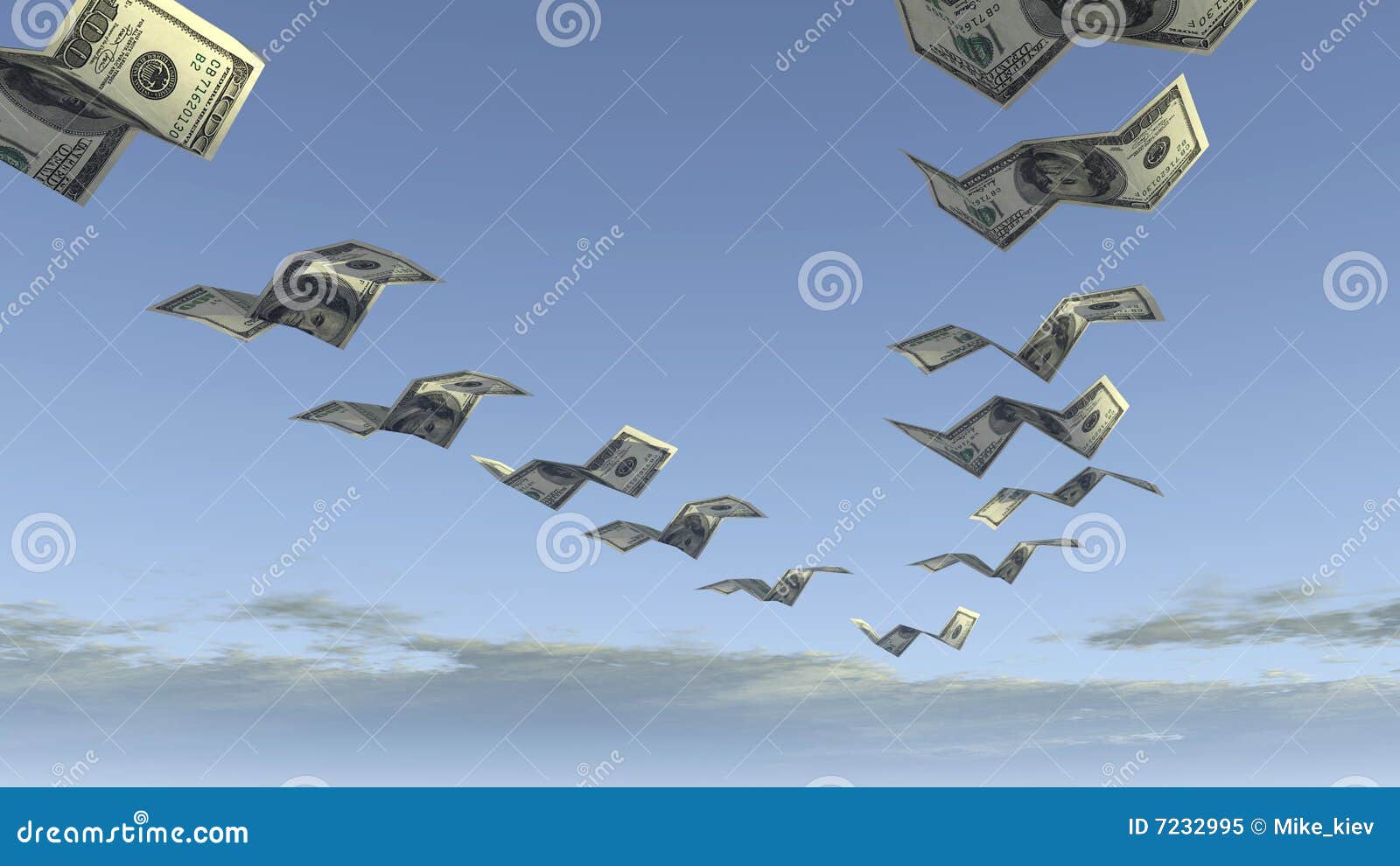 Menge Des Dollars Fliegen Weg Stockbild - Bild von krise, ökonomisch ...