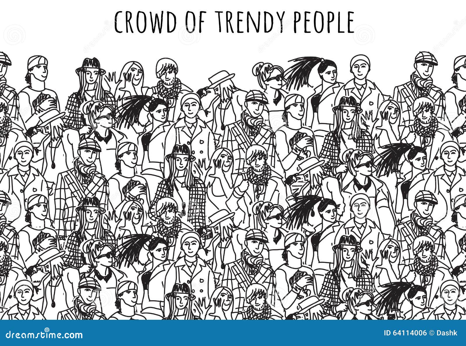 Menigte Van in Zwart-witte Mensen Vector Illustratie - Illustration of ...