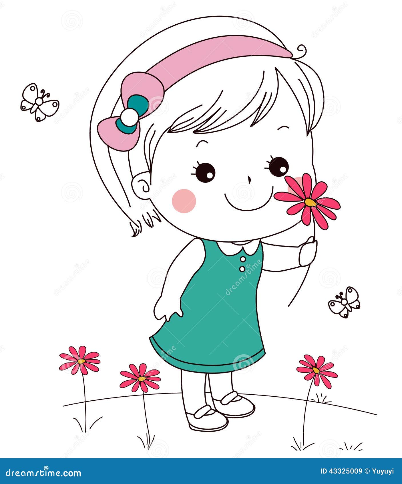 Menina bonito e flor ilustração do vetor. Ilustração de fada - 43325009