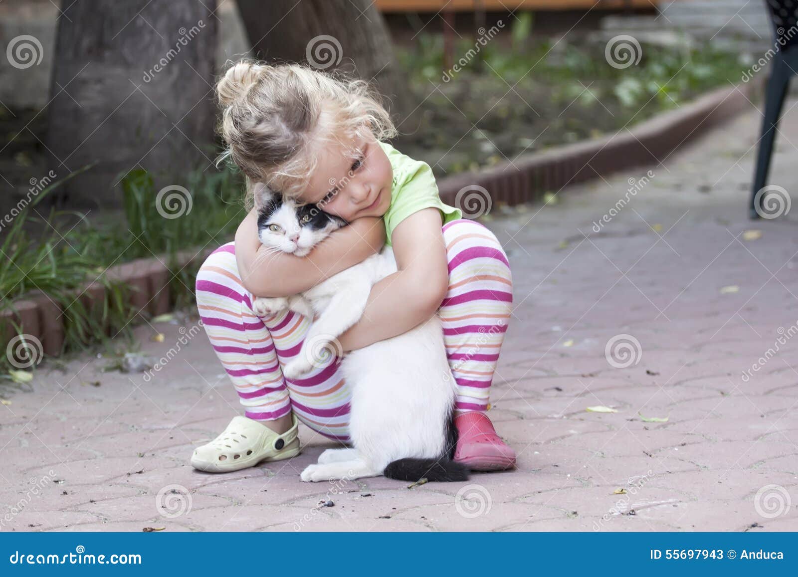 Menina com gato imagem de stock. Imagem de amigos, cabelo - 55697943