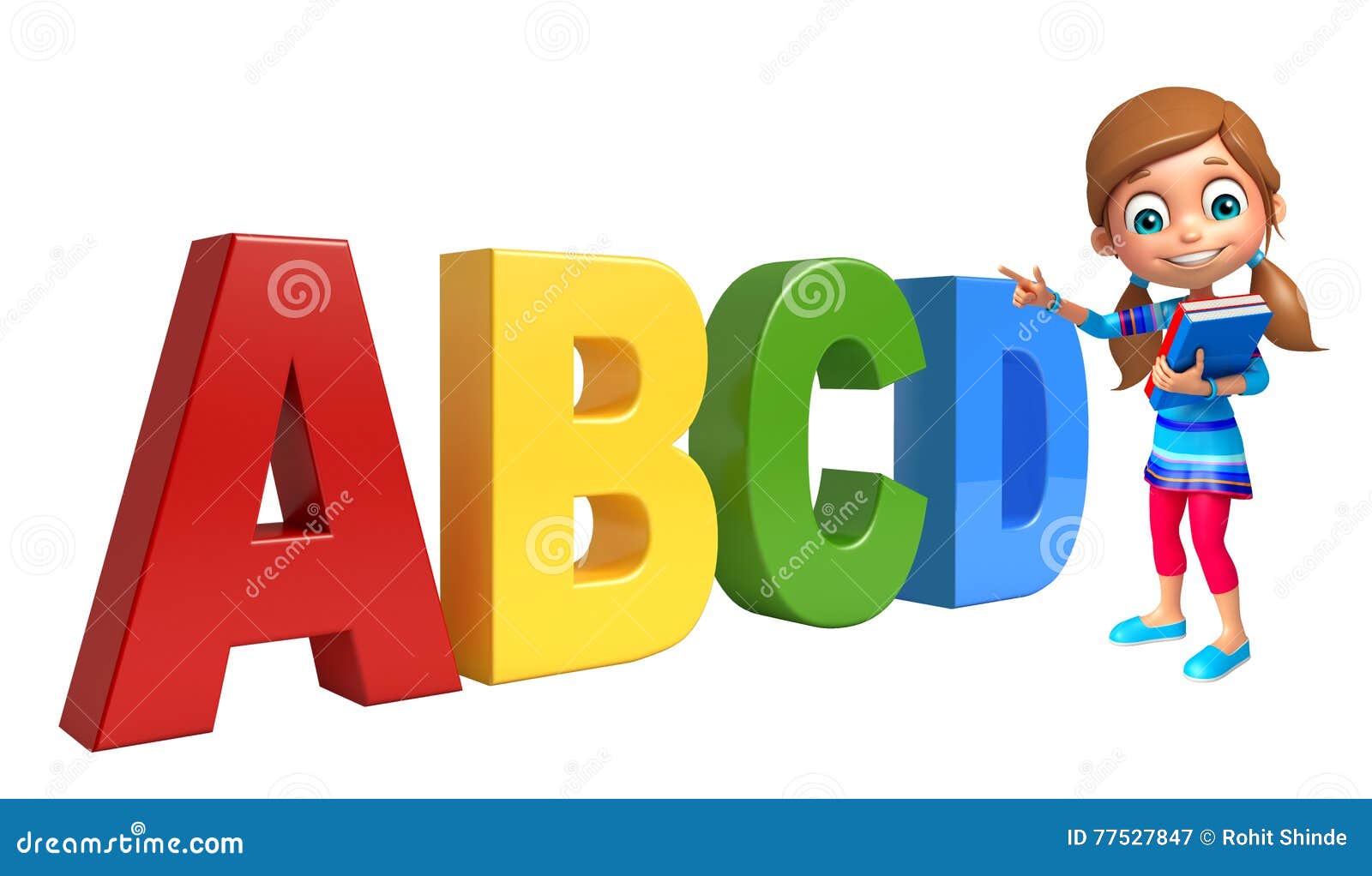 Menina Da Criança Com Sinal De Abcd Ilustração Stock - Ilustração de ...