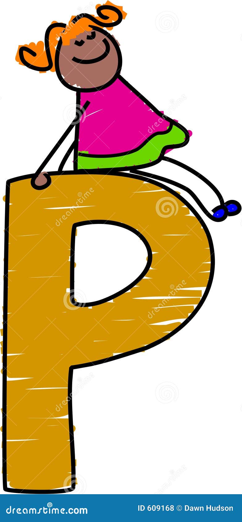Menina da letra P ilustração stock. Ilustração de sorrir - 609168