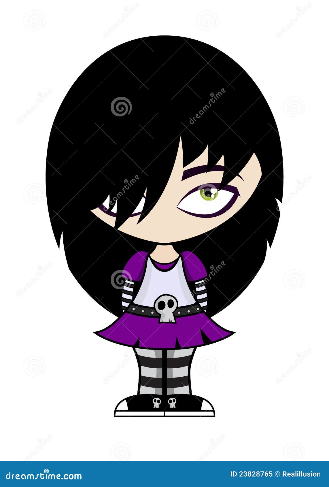 Menina Do Emo Dos Desenhos Animados Ilustração Stock - Ilustração de ...