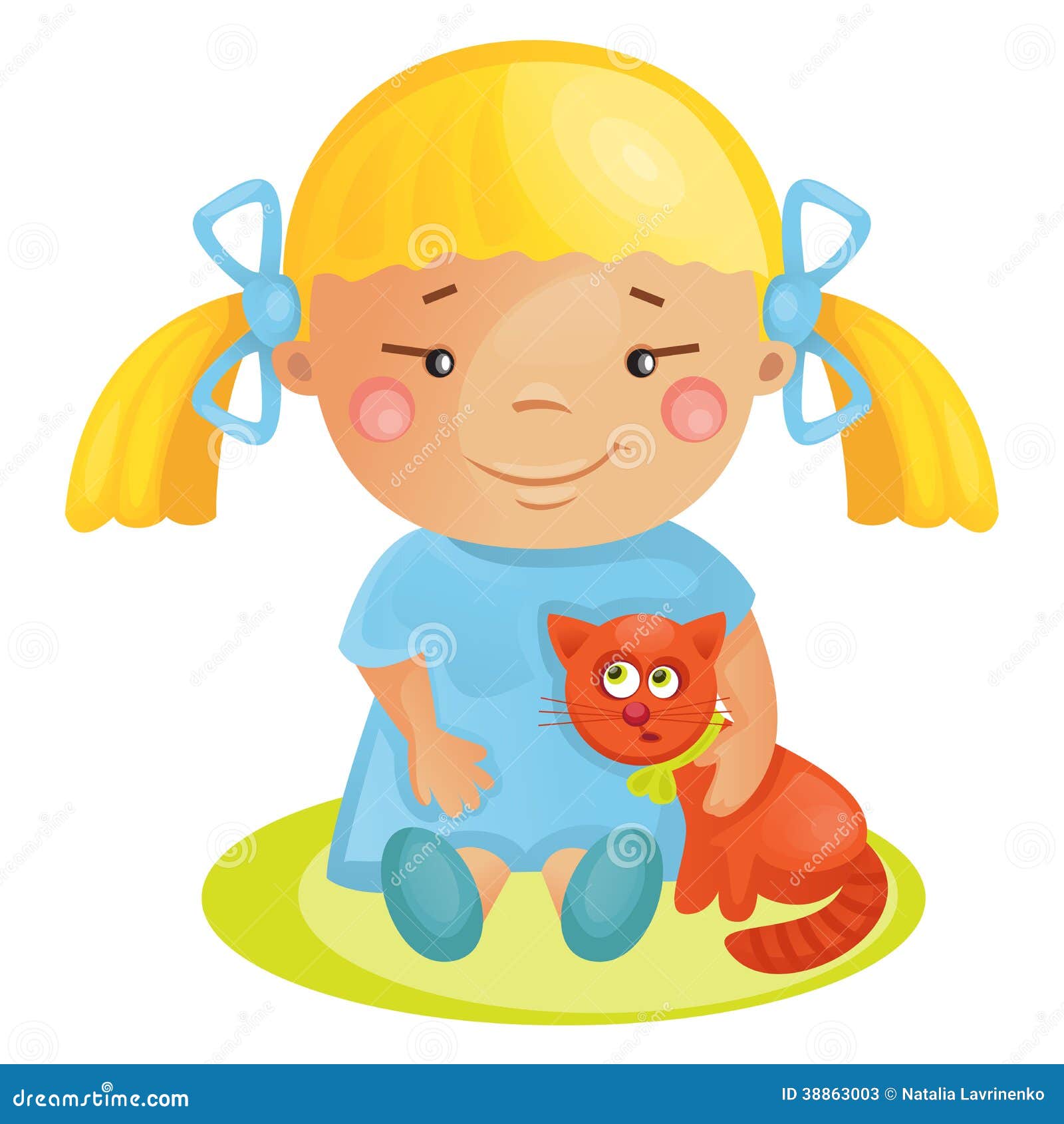 Menina e gato ilustração do vetor. Ilustração de menina - 38863003