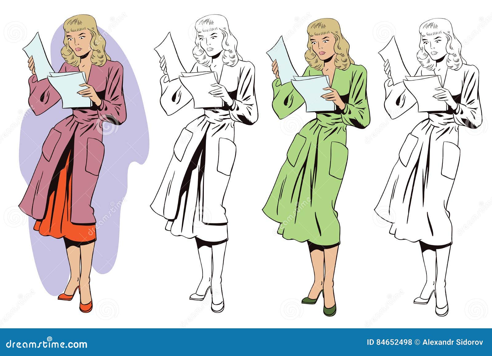 A menina lê a letra ilustração do vetor. Ilustração de molde - 84652498