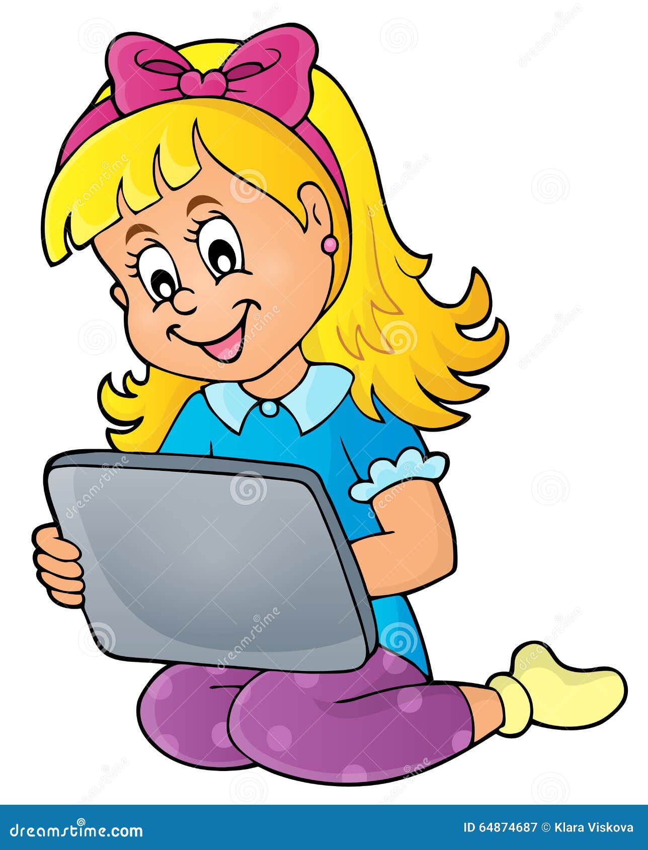 Menina Que Joga Com Tabuleta Ilustração do Vetor - Ilustração de ...