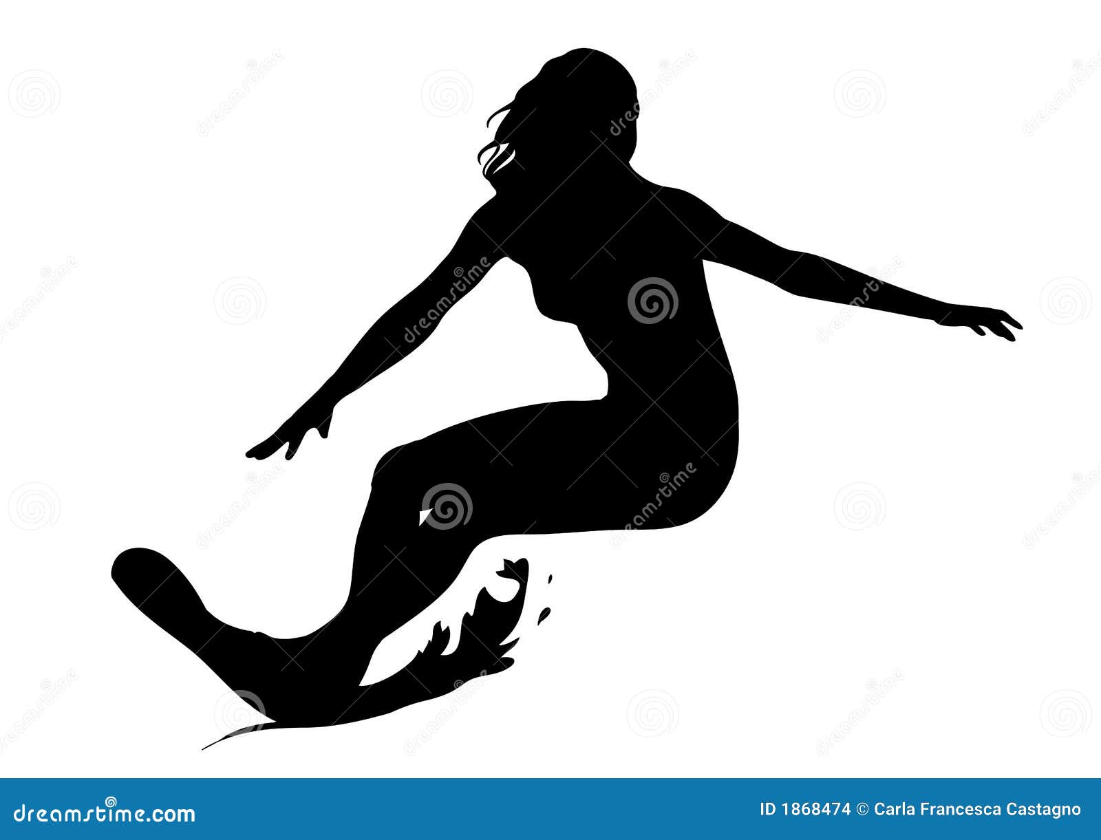 Menina Surfando Isolada - ícone Vectorial Ilustração do Vetor ...