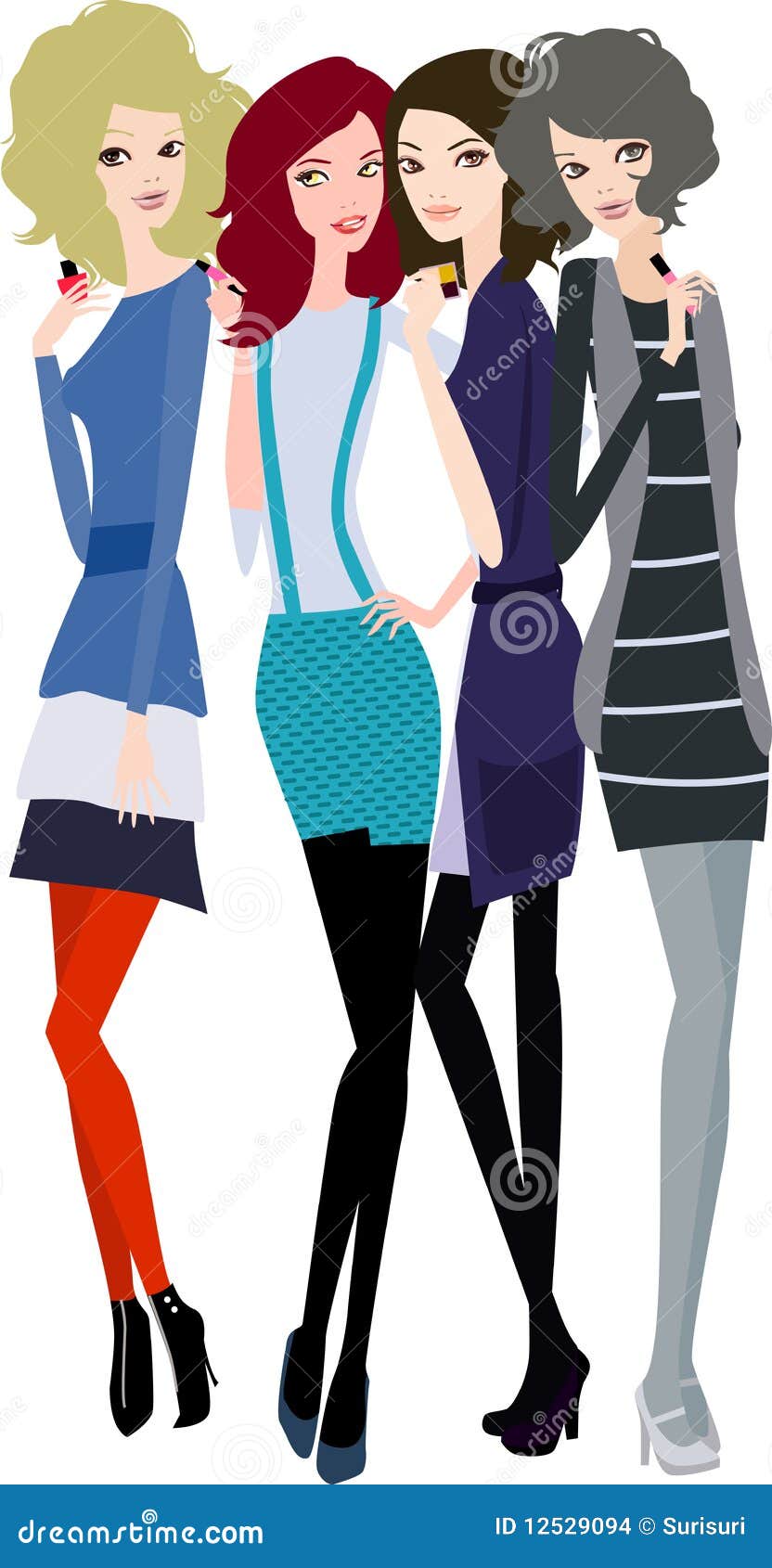 Meninas bonitas ilustração do vetor. Ilustração de beleza - 12529094