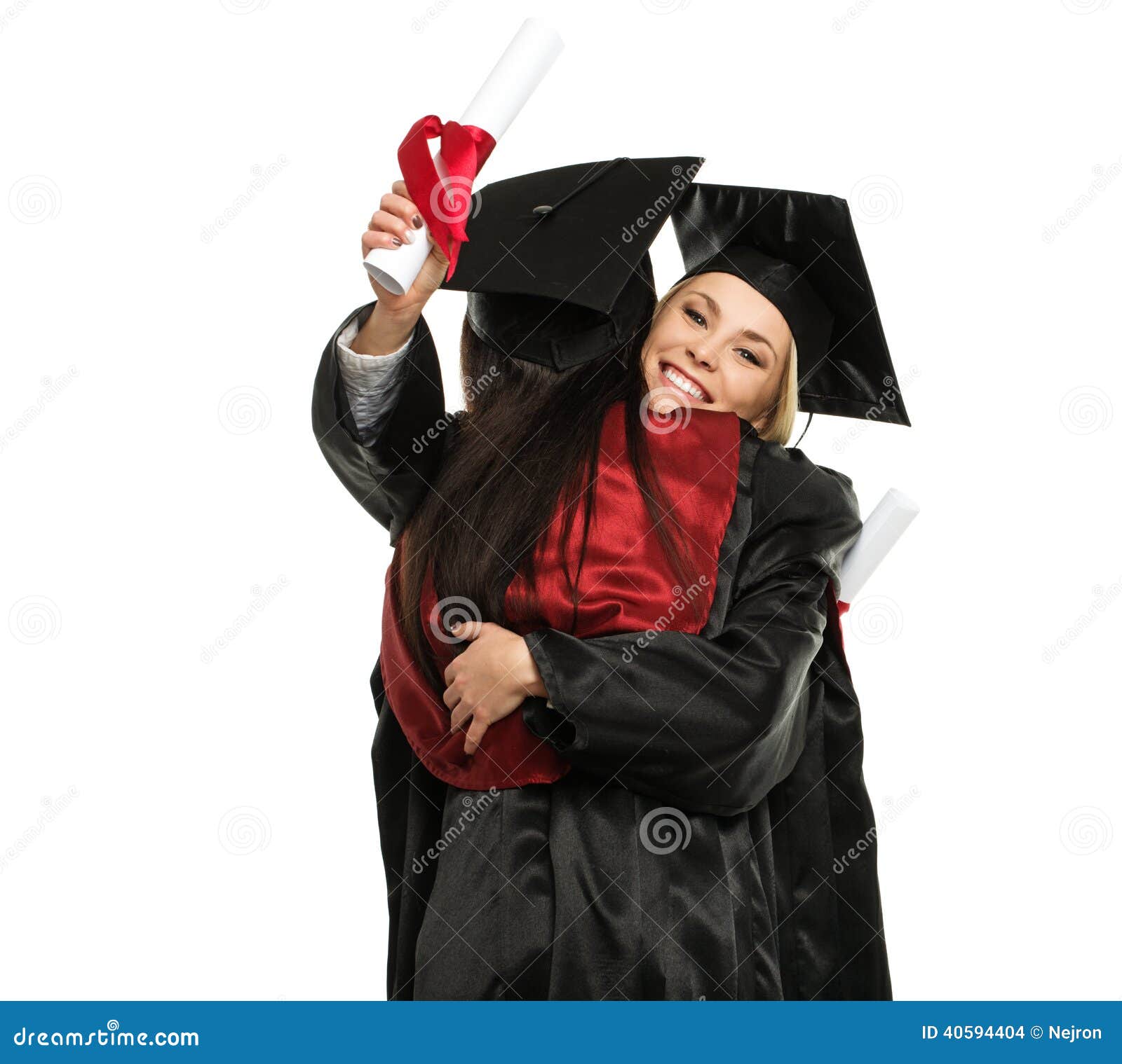 Meninas graduadas felizes foto de stock. Imagem de pares - 40594404