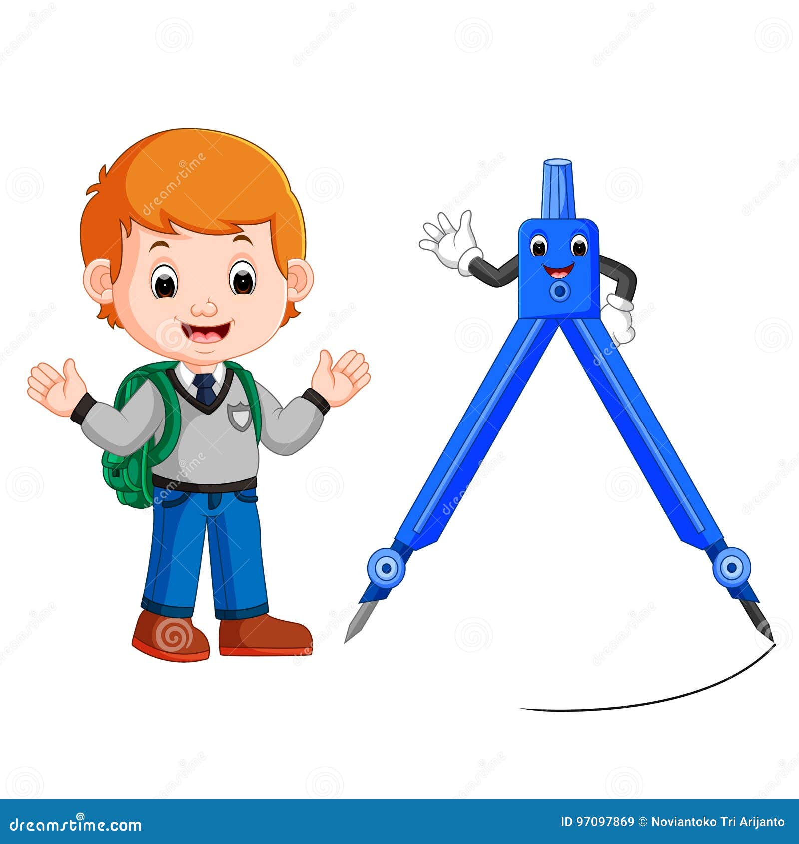 Menino Com Caráter Do Compasso Da Arquitetura Ilustração do Vetor ...