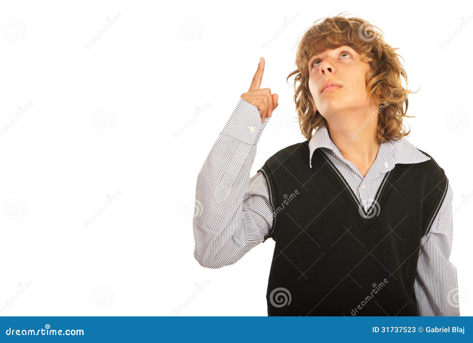 Menino Do Adolescente Que Aponta Acima Imagem de Stock - Imagem de ...