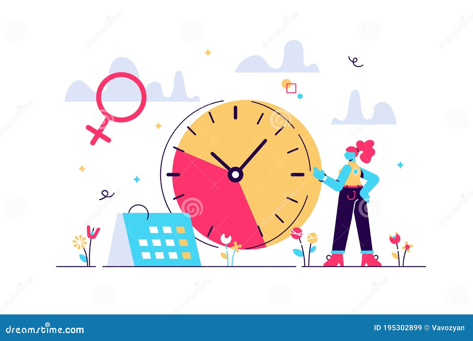 Menopause Woman Standing at Her Biological Clock Stock Vector ...