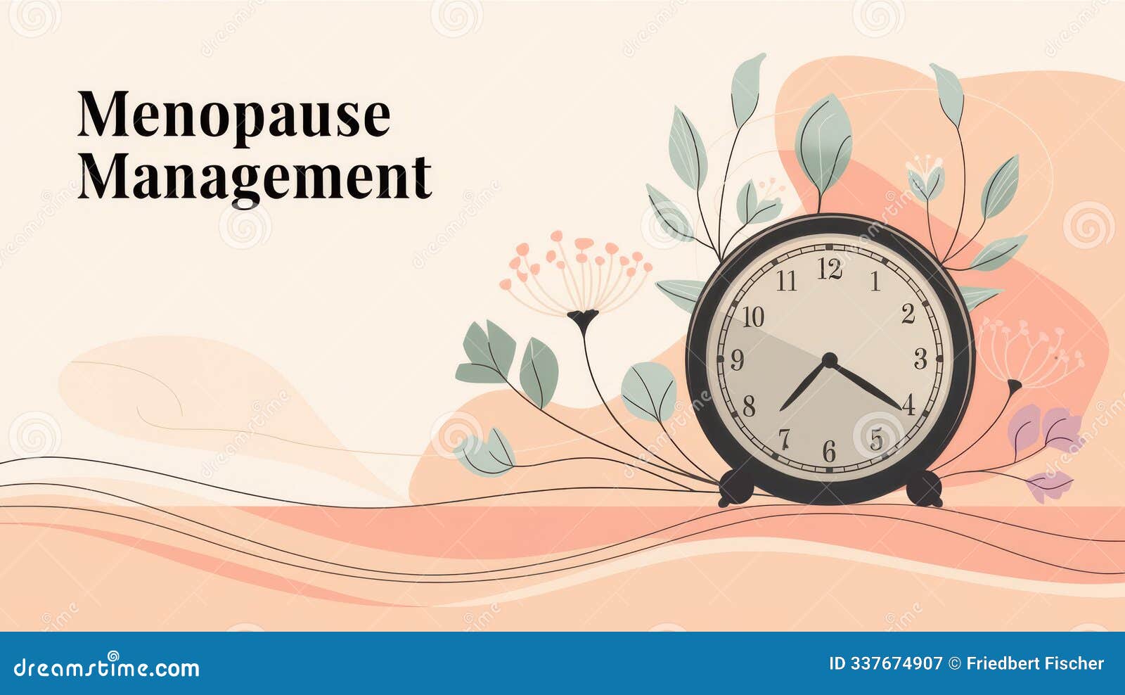 Menopause Management HRT Concept With Floral Clock Design On Pastel ...