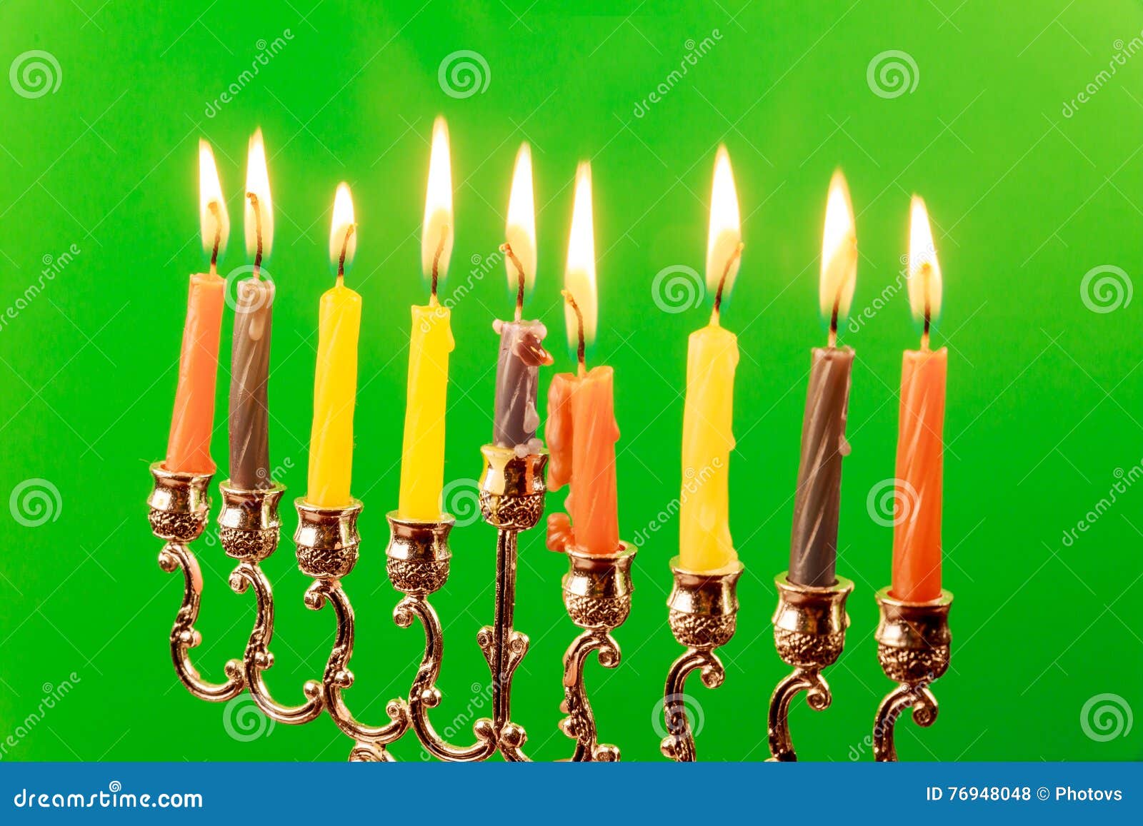 Menora of Hanuka on Greenscreen Stock Photo - Image of celebration ...