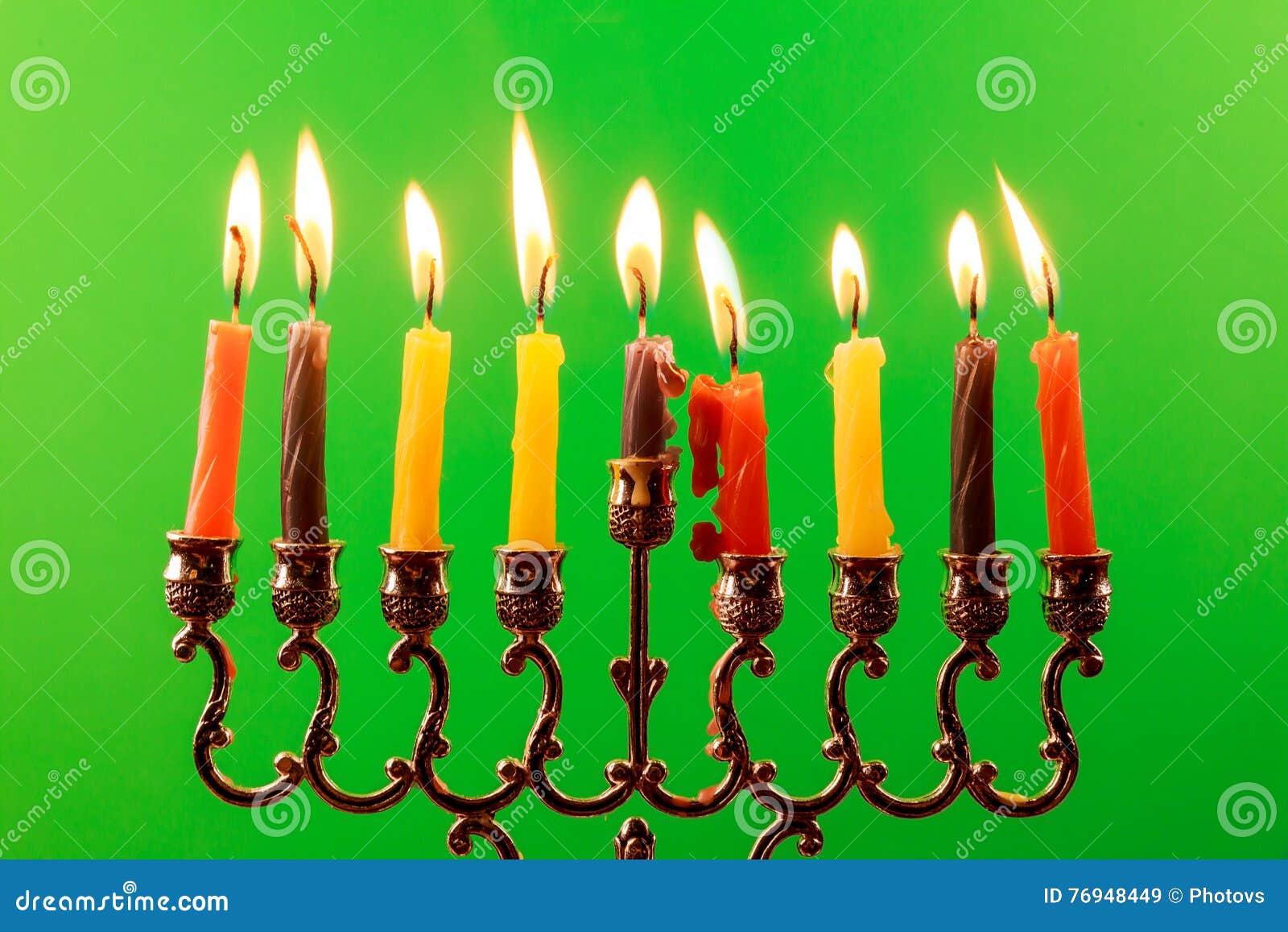 Menora of Hanuka on Greenscreen Stock Image - Image of dreidel, jewish ...