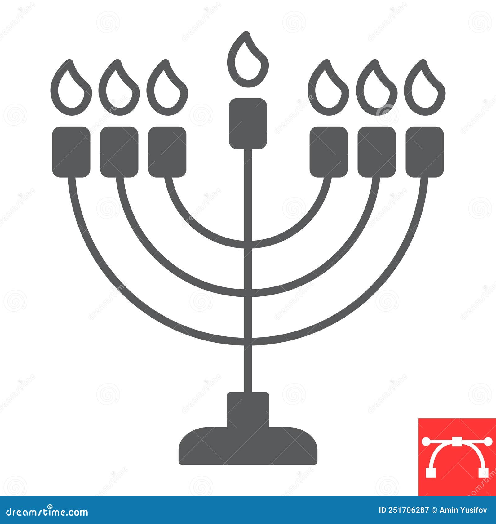 Menorah glyph icon stock vector. Illustration of store - 251706287