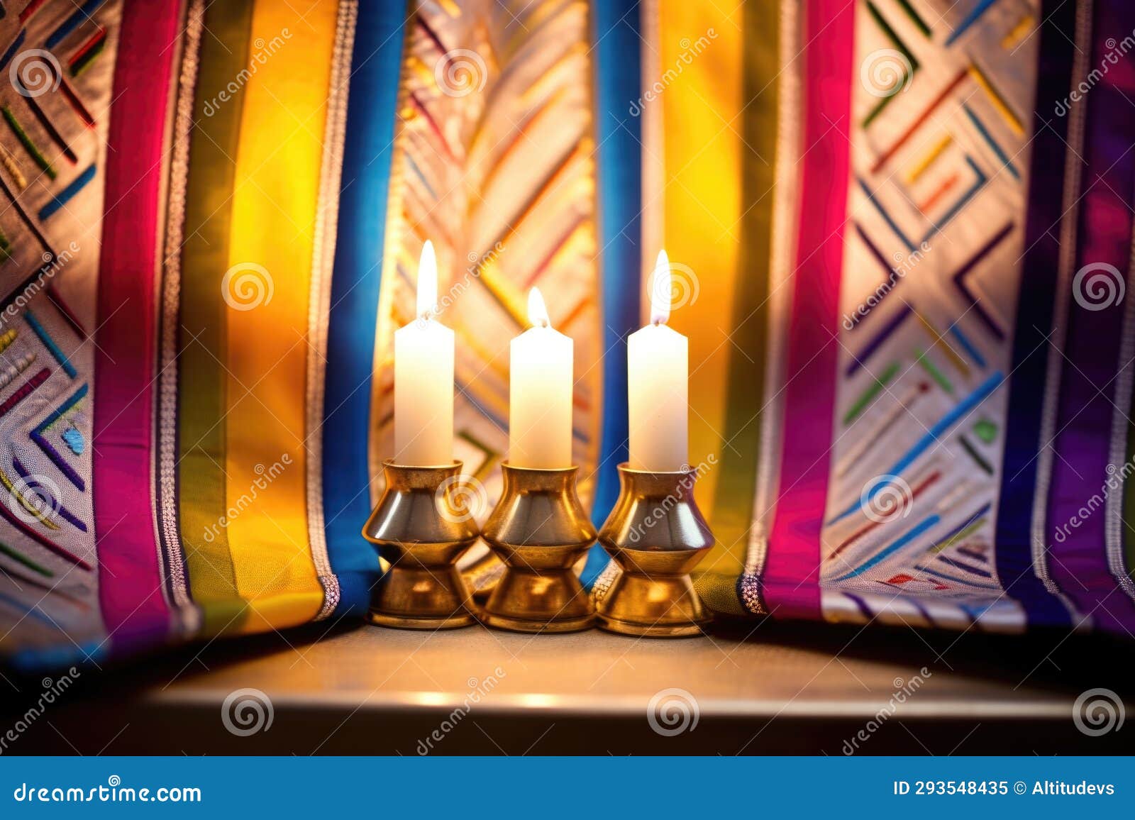 Menorah Seen through a Folded Tallit Stock Image - Image of menorah ...
