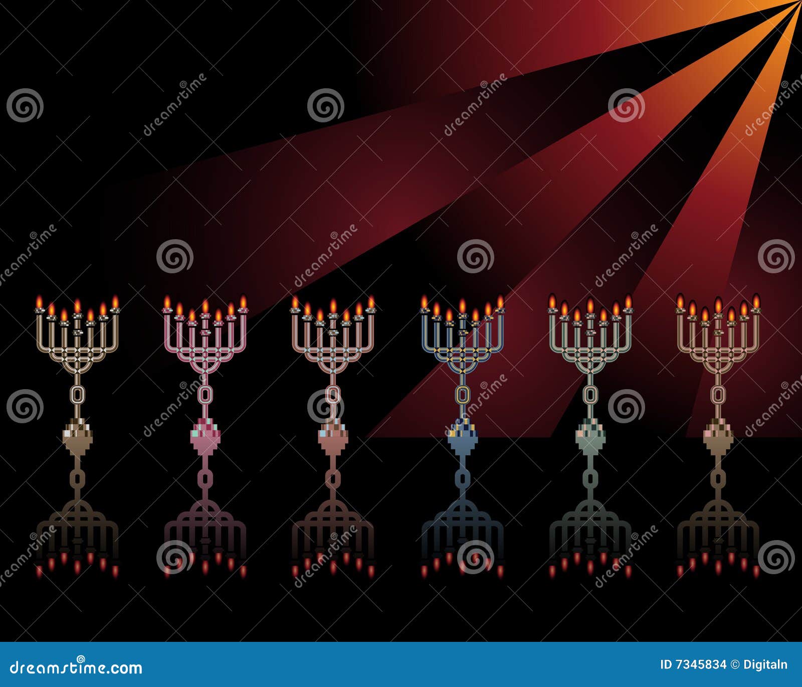 Menorahs stock vector. Illustration of judaica, menorah - 7345834