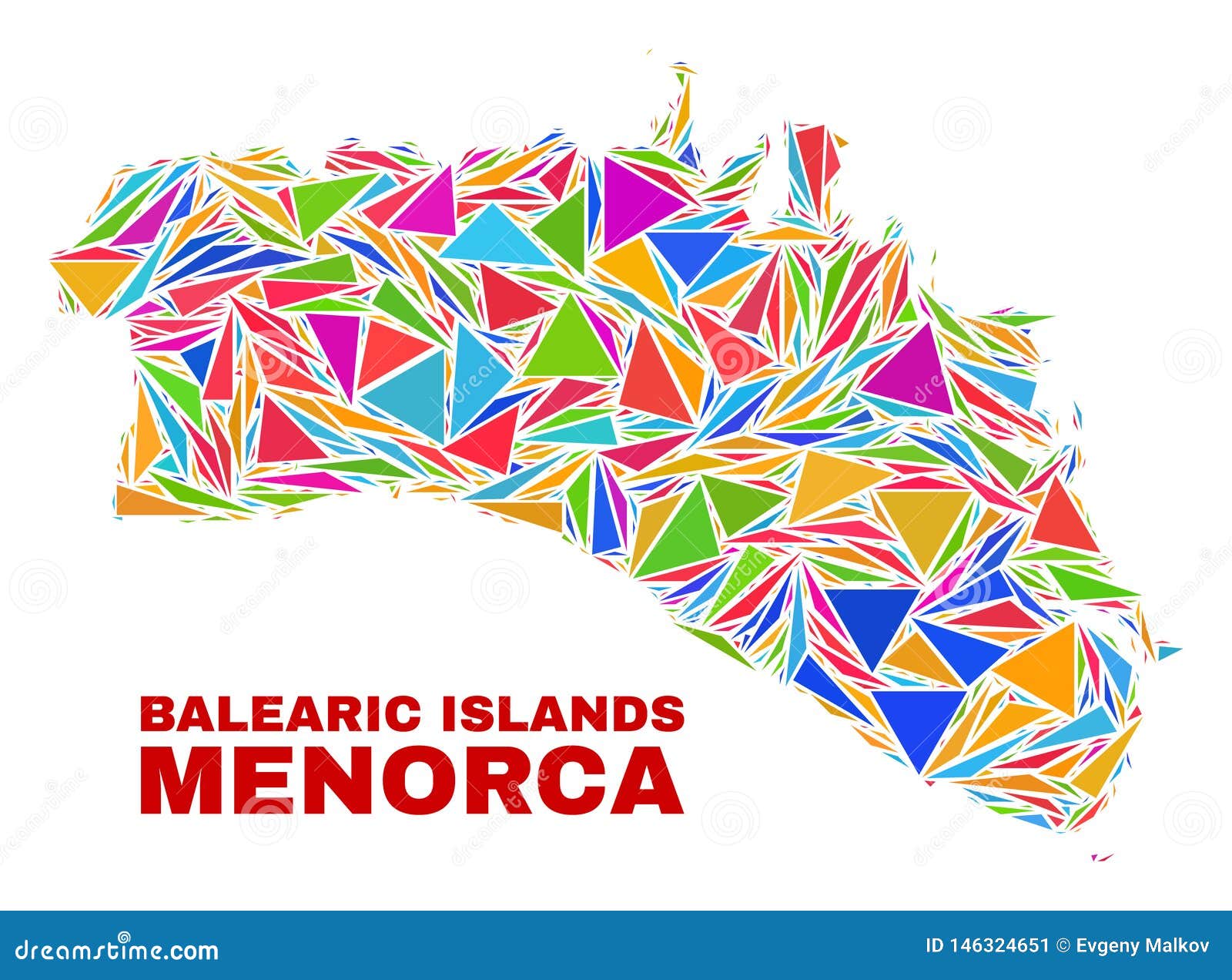 Menorca Island Map - Mosaic of Color Triangles Stock Vector ...