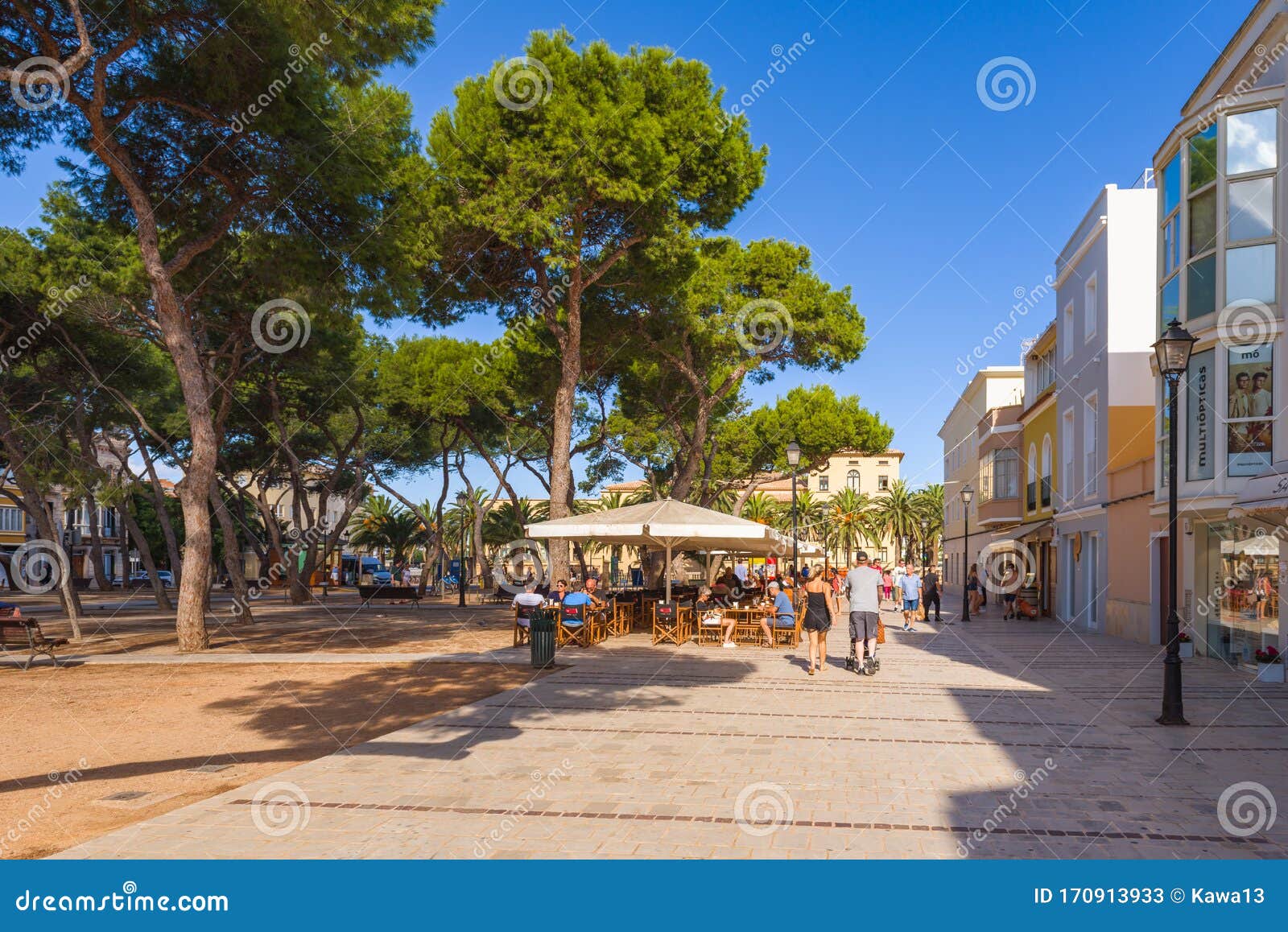 Square with Pine Trees in Ciutadella City De Menorca Editorial Stock ...