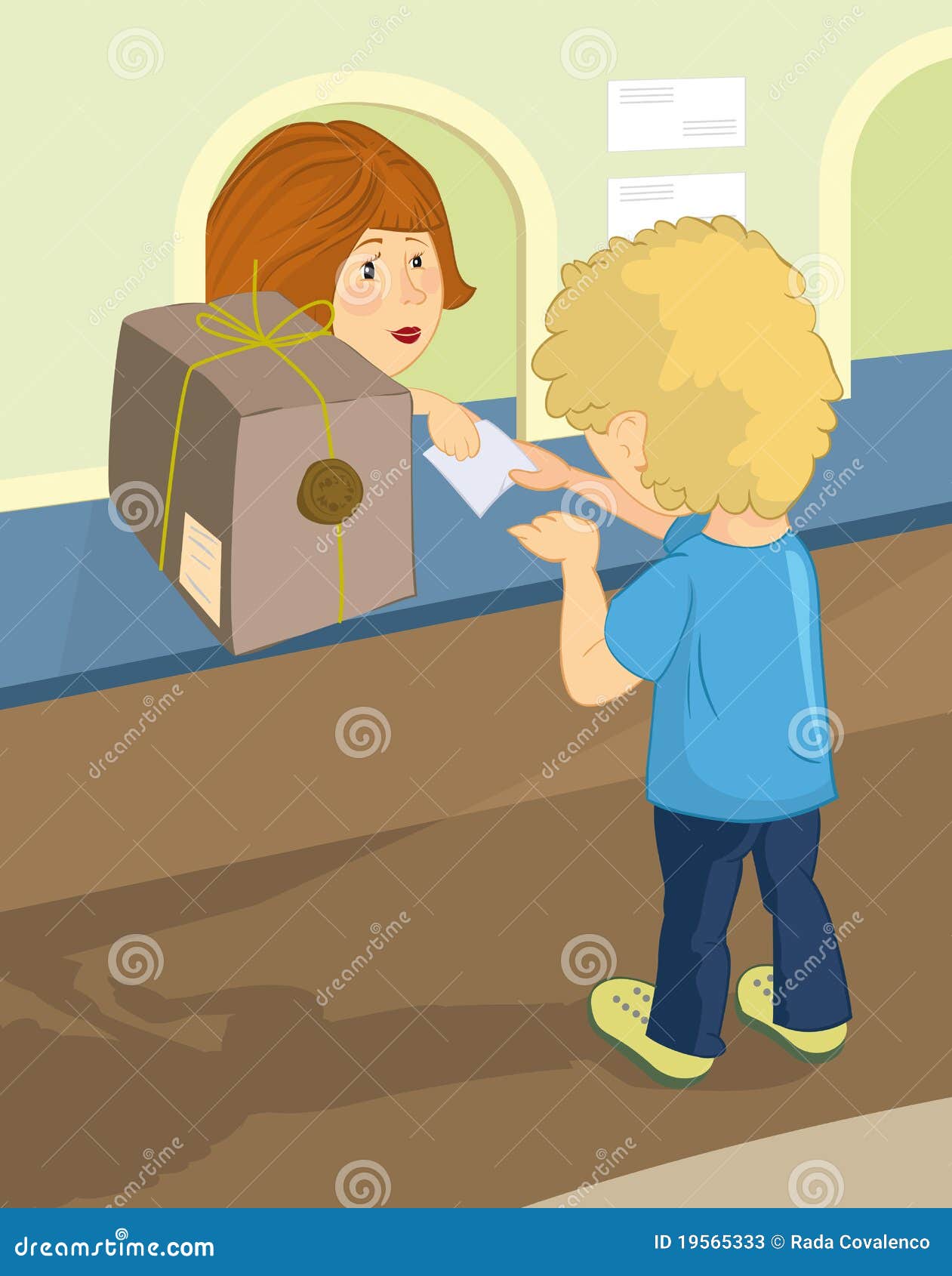 Mens bij het postkantoor vector illustratie. Illustration of ...