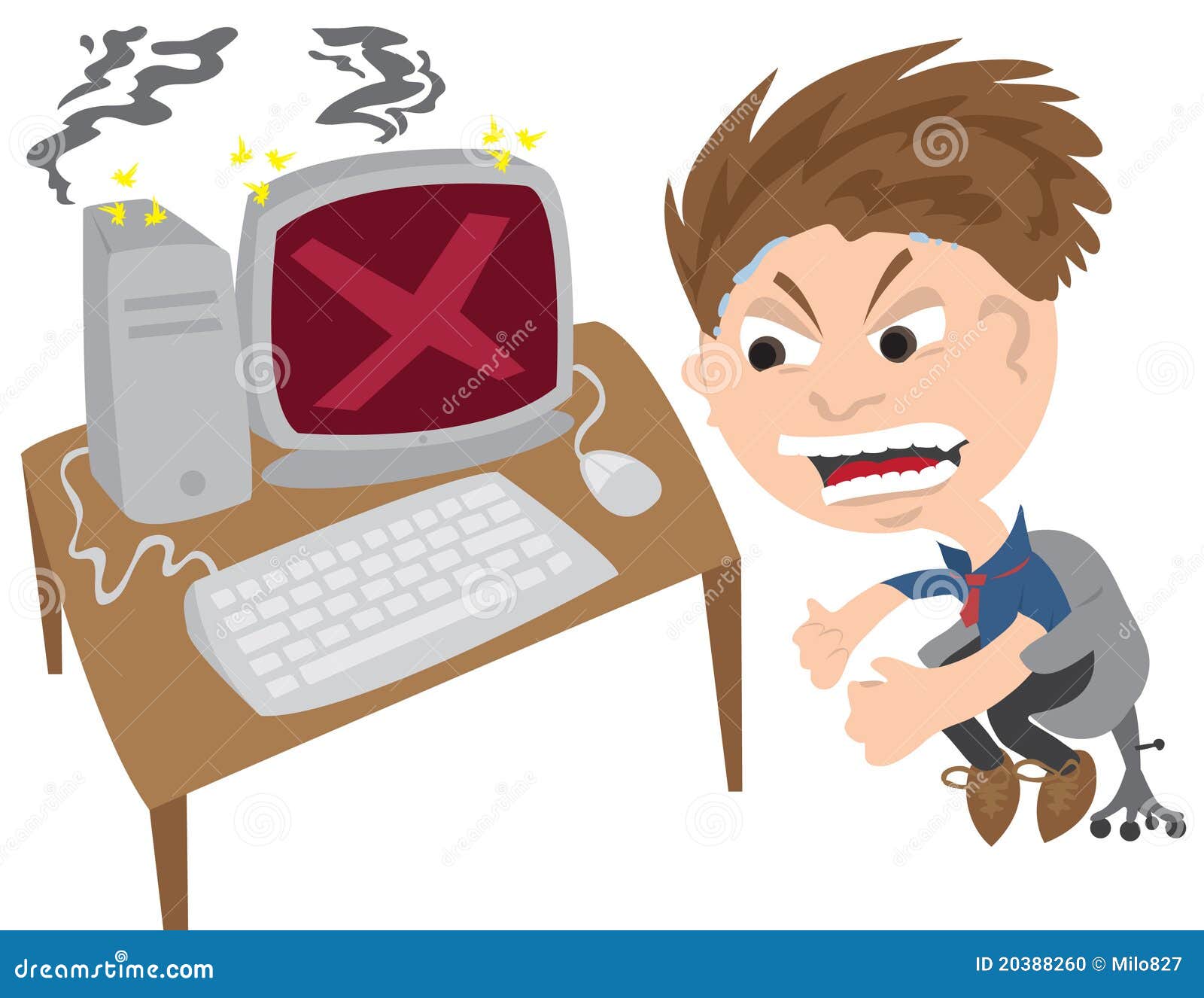 Mens Boos bij Computer vector illustratie. Illustration of boos - 20388260