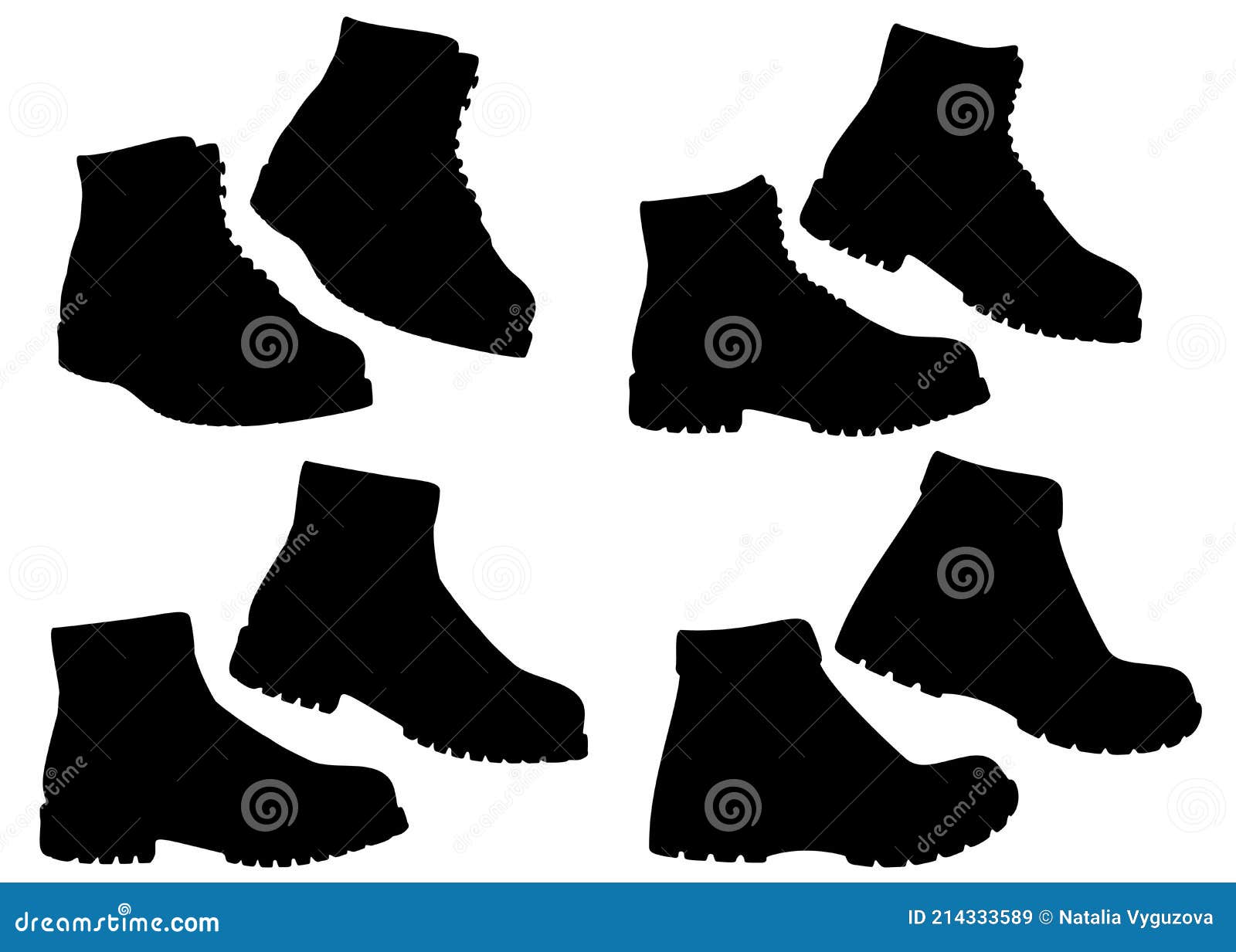 Mens Boots With Grooved Soles In A Set Cartoon Vector | CartoonDealer ...
