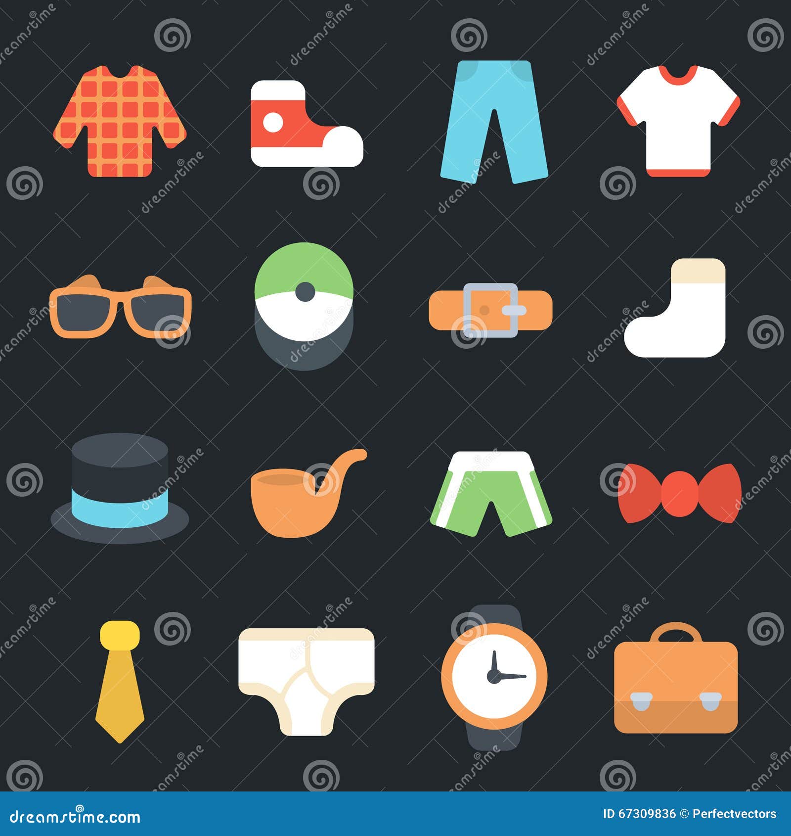 Mens Clothes and Accessories Flat Icons Stock Vector - Illustration of ...
