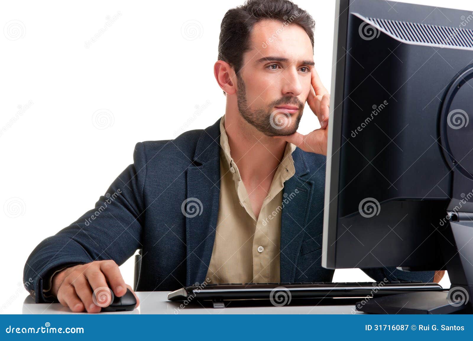 Mens Die Een Computermonitor Bekijken Stock Afbeelding - Image of ...