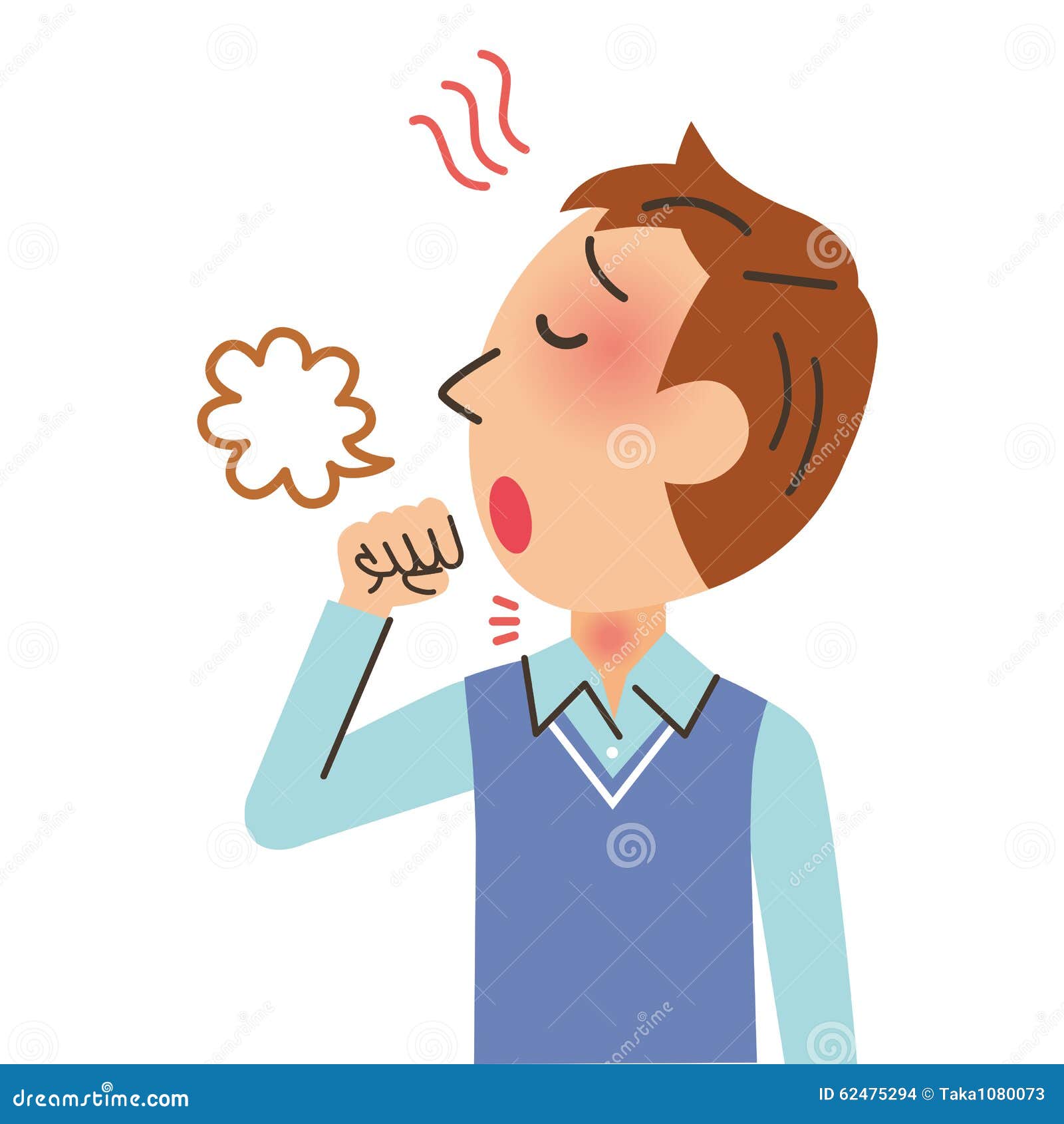 Mens die hoest vector illustratie. Illustration of vector - 62475294