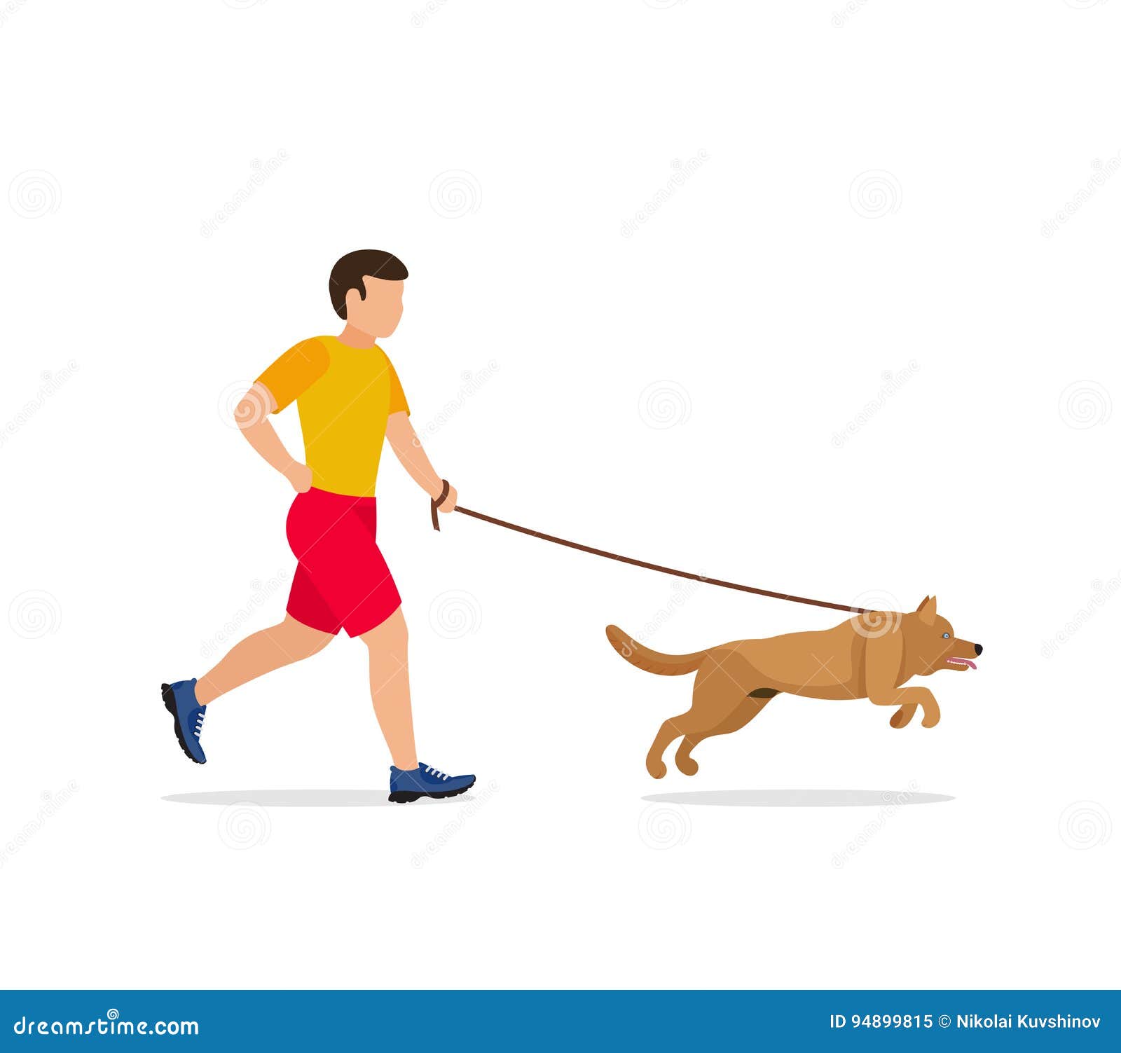 Mens Die of Met Een Hond Lopen Lopen Vector Illustratie - Illustration ...