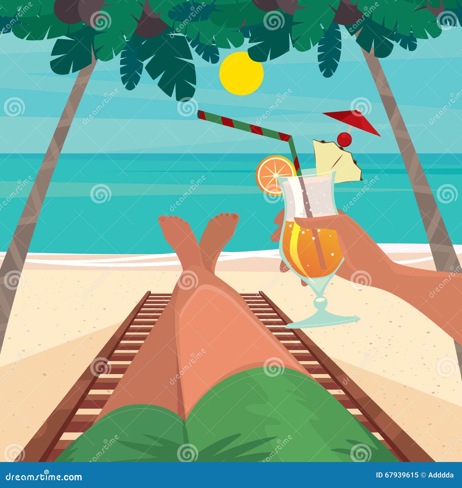 Mens Die Op Het Strand Rust Vector Illustratie - Illustration of ...