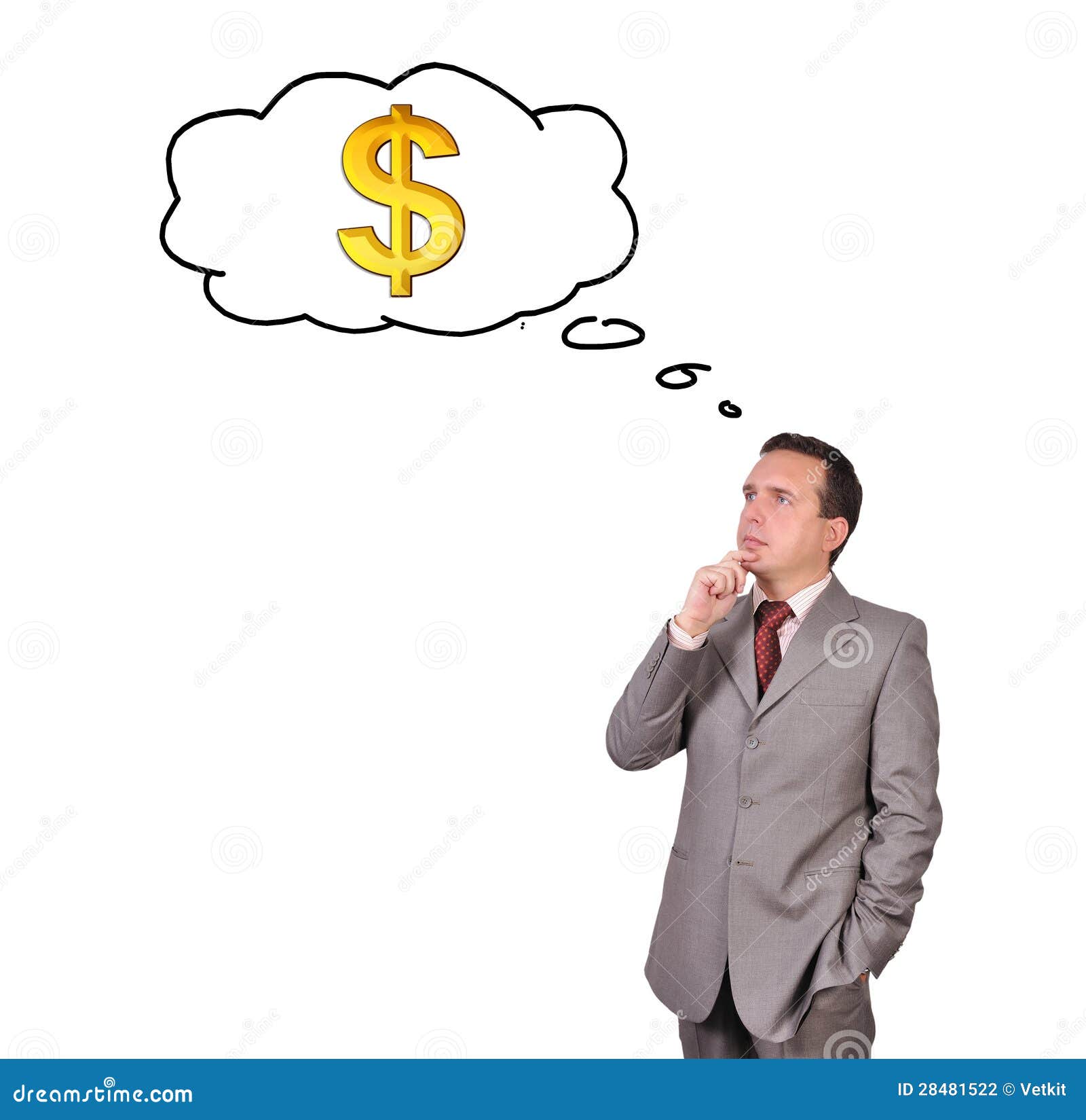 Mens die over geld denken stock foto. Image of idee, afzet - 28481522