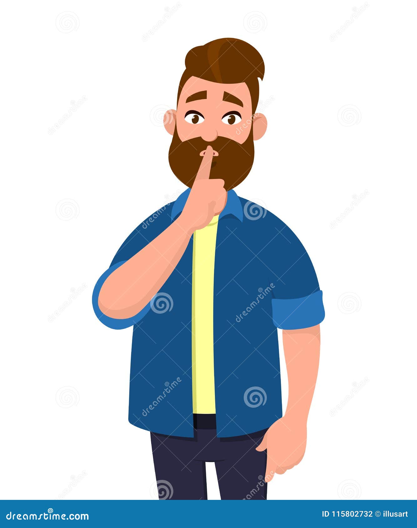 Mens Die Stilte Vragen De Gesturing Stilte Van De Mens Stilte Tevreden ...