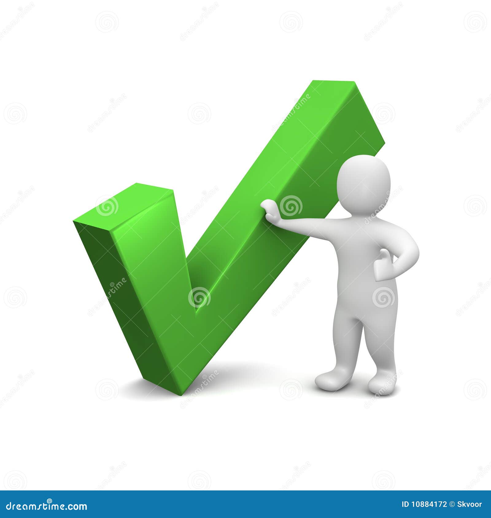 Mens en groen vinkje stock illustratie. Illustration of kerel - 10884172