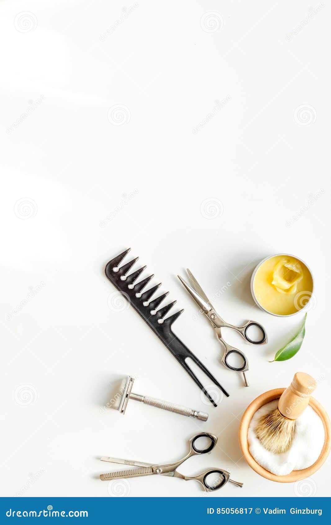 Mens Hairdressing Desktop with Tools for Shaving Top View Stock Image ...