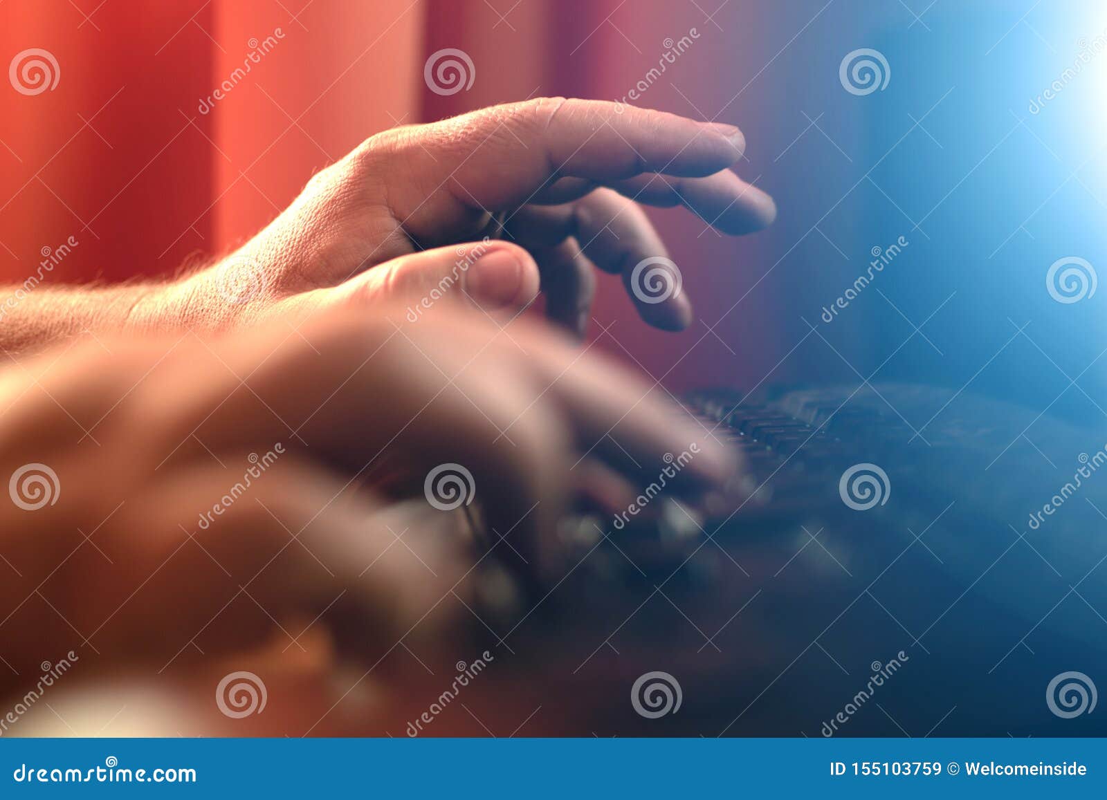 Mens Hand on Keyboard, Typing on Keyboard Stock Image - Image of ...