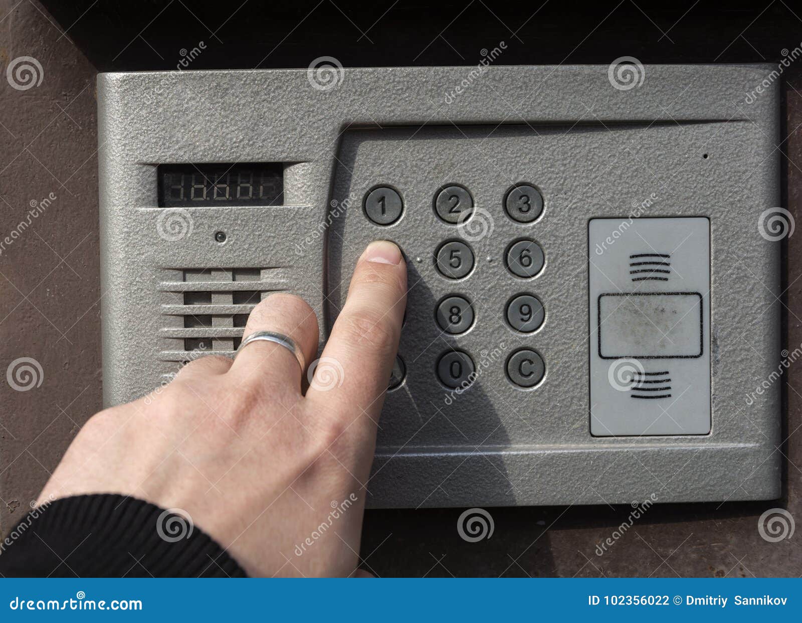 Mens Hand Presses the Button Stock Photo - Image of keypad, equipment ...