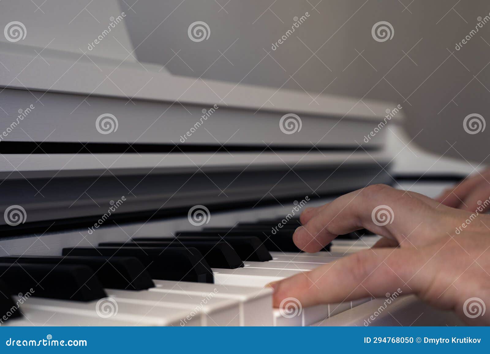 Mens Hands Playing on White Upright Piano. Musical Theme Stock Photo ...