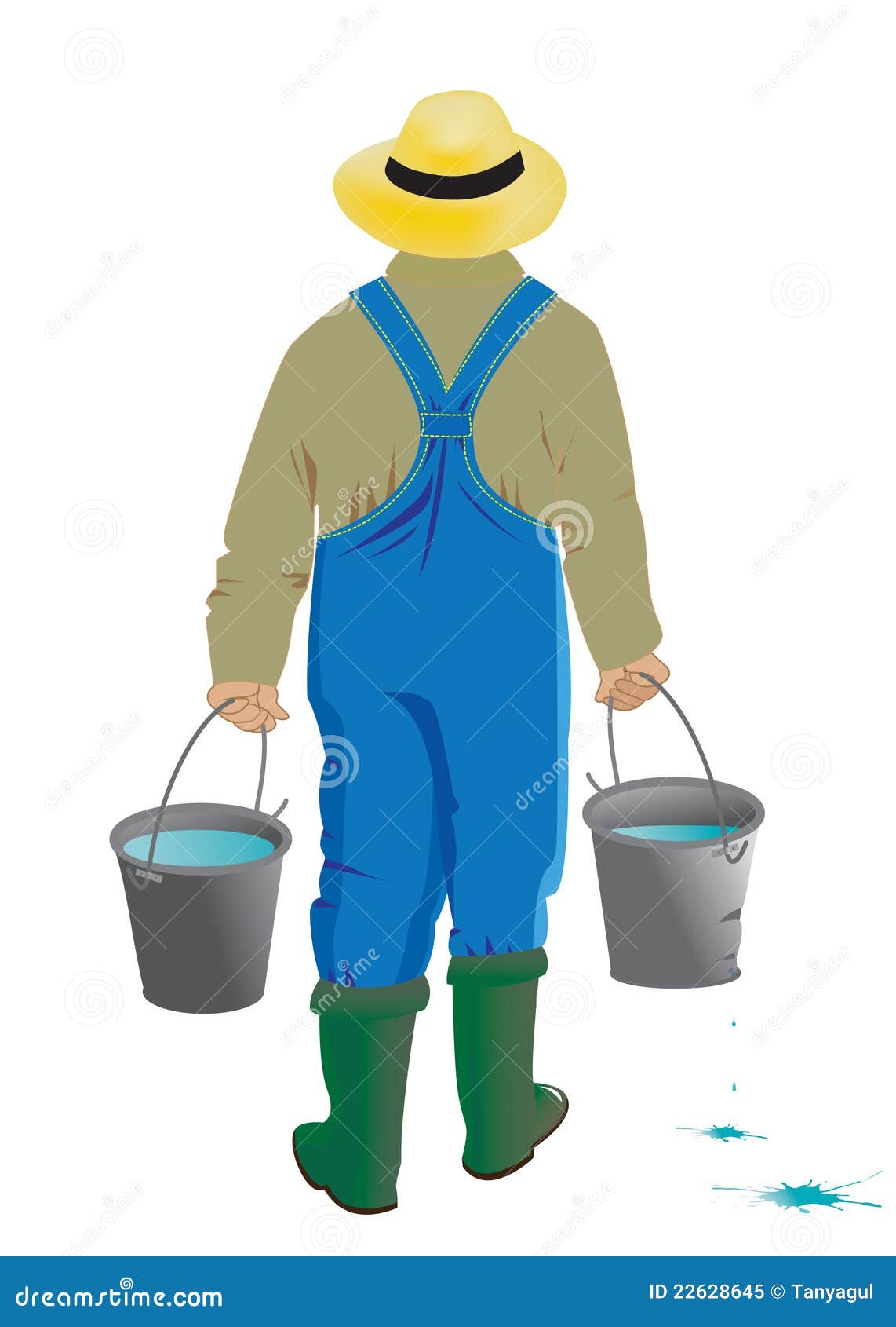 Mens met een lekke emmer vector illustratie. Illustration of ...