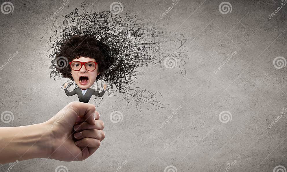 Mens met groot hoofd stock afbeelding. Image of handen - 46699733