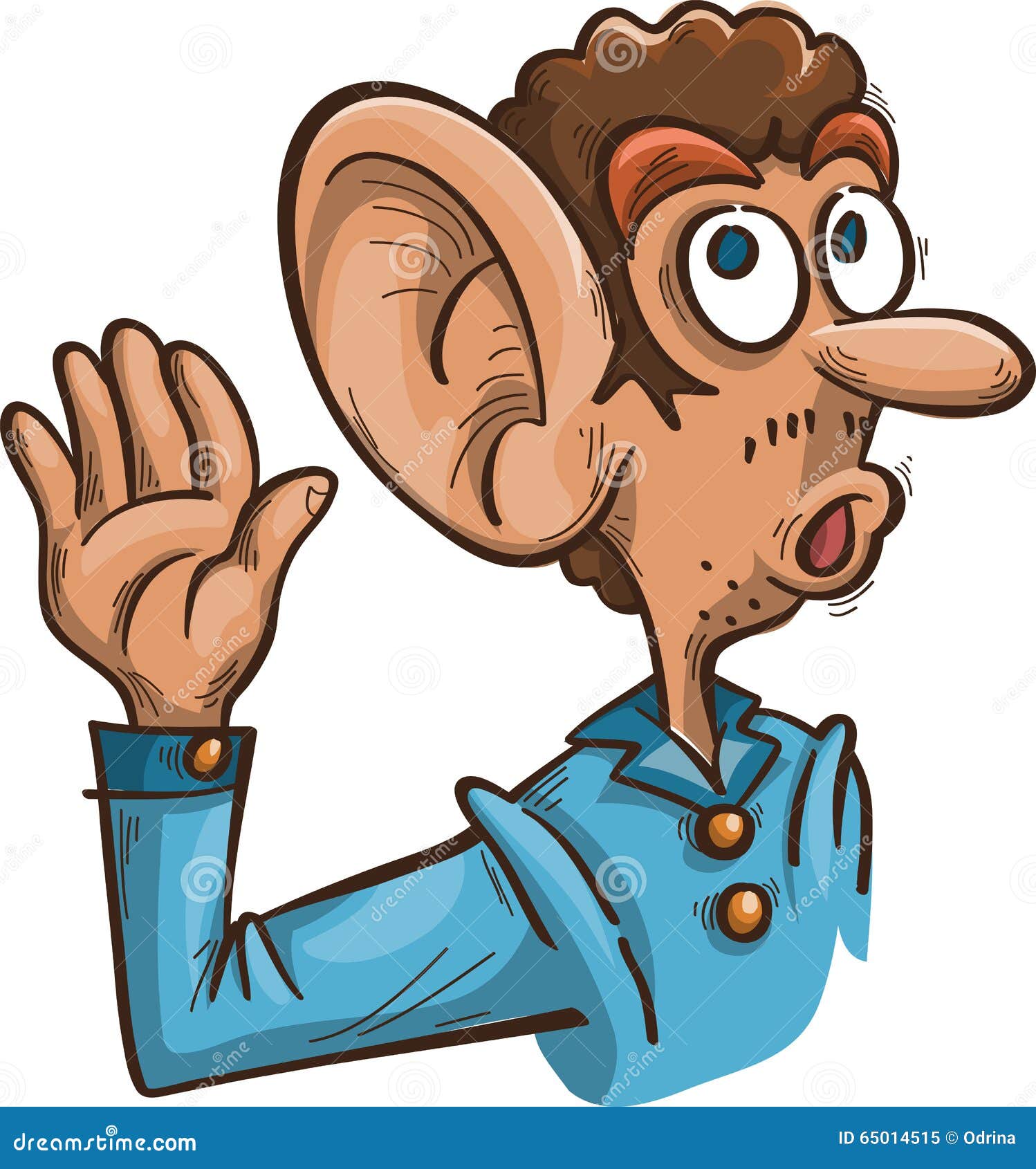 Mens met groot oor vector illustratie. Illustration of hoofd - 65014515